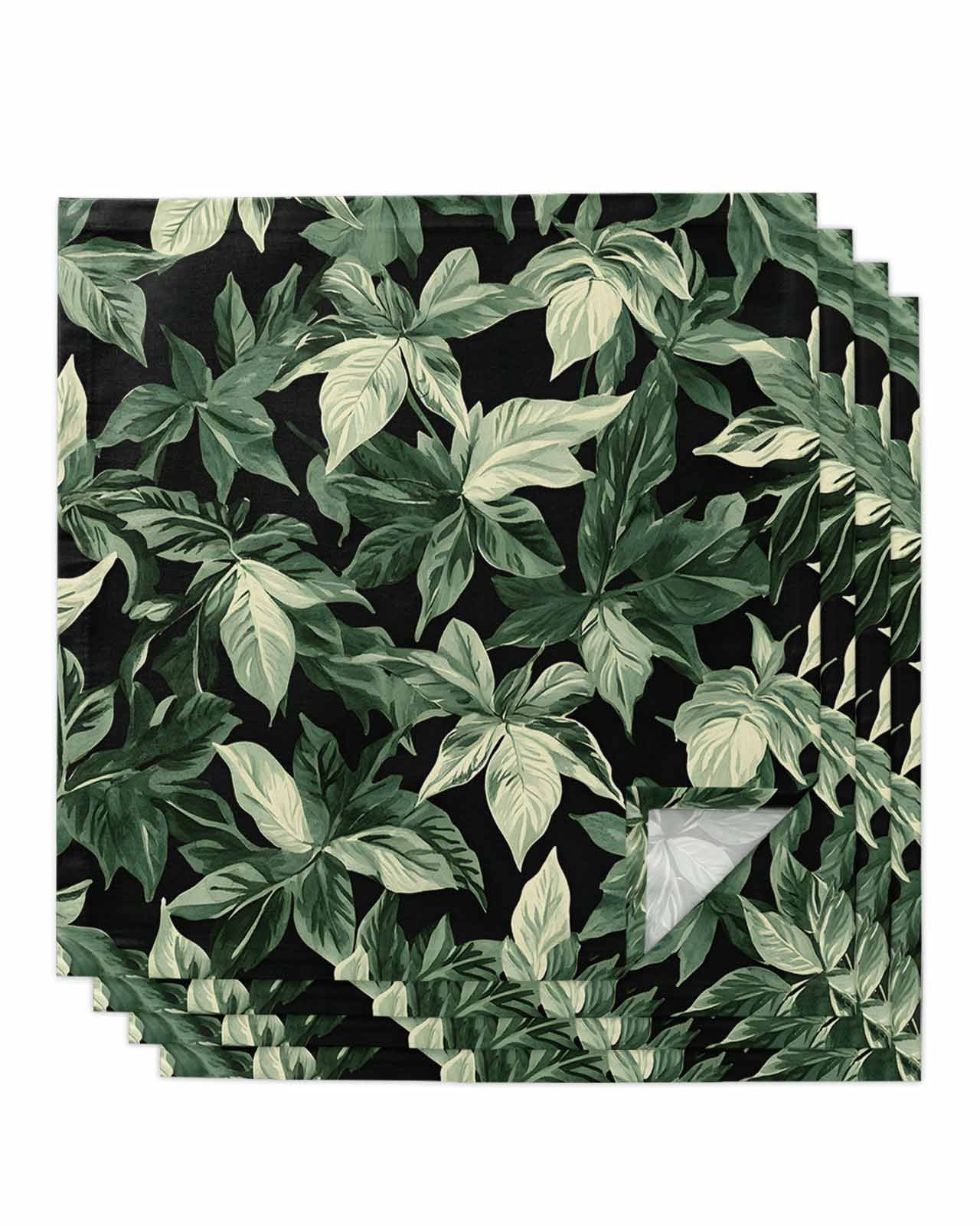nqOlkjepod Tropical Leaf Cloth Napkins Set of 4 Reusable Dinner Napkins ...