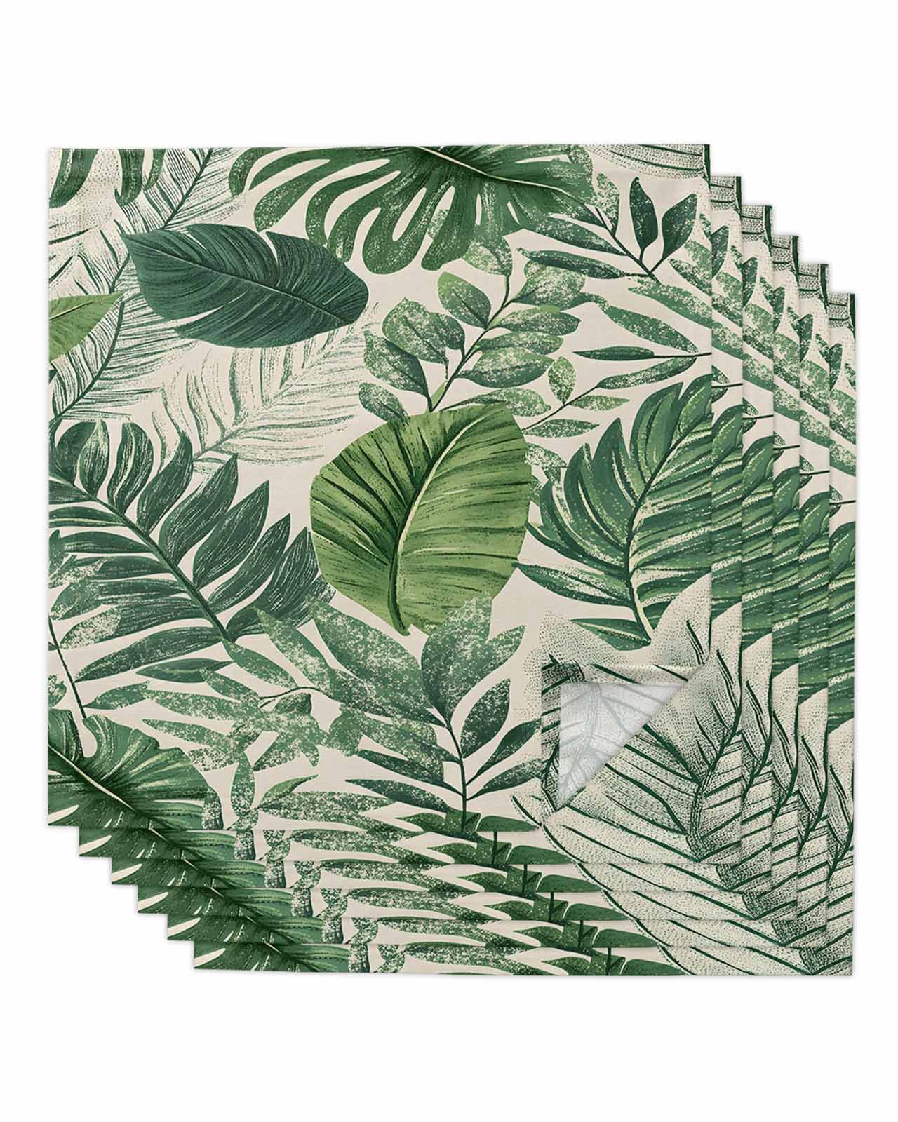 nqOlkjepod Tropical Leaves Cloth Napkins Set of 6 Reusable Dinner ...