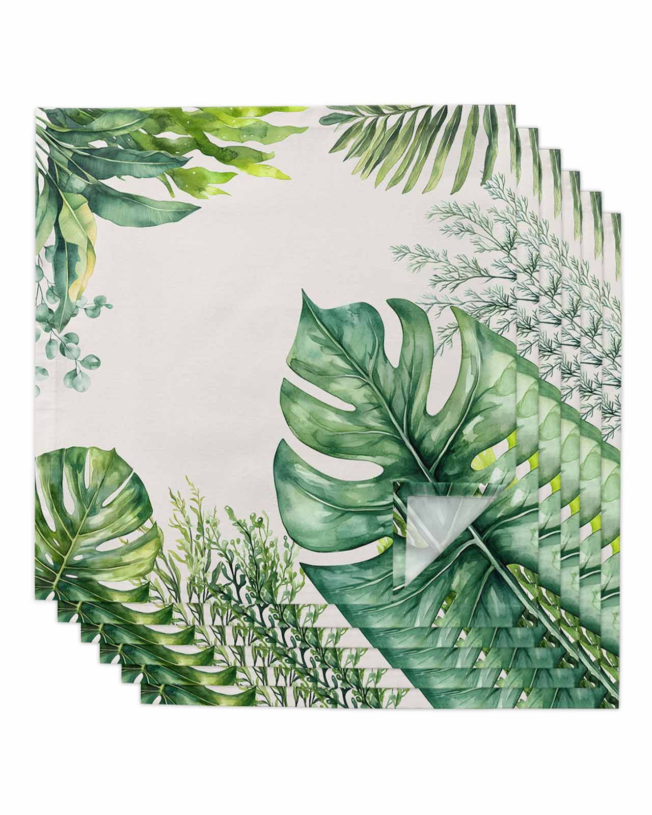 nqOlkjepod Tropical Palm Leaf Cloth Napkins Set of 6 Reusable Dinner ...