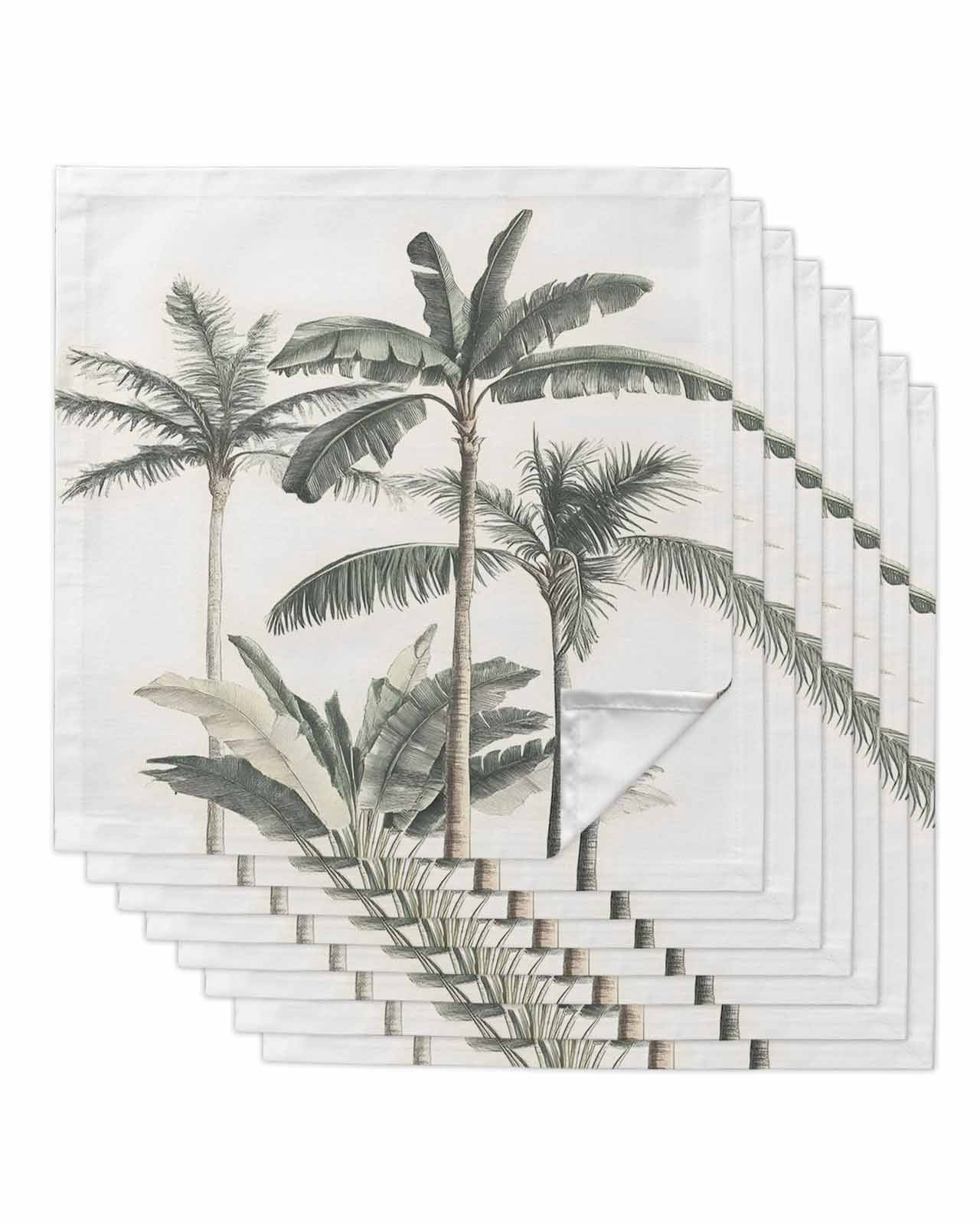 nqOlkjepod Tropical Palm Tree Cloth Napkins Set of 8 Reusable Dinner ...
