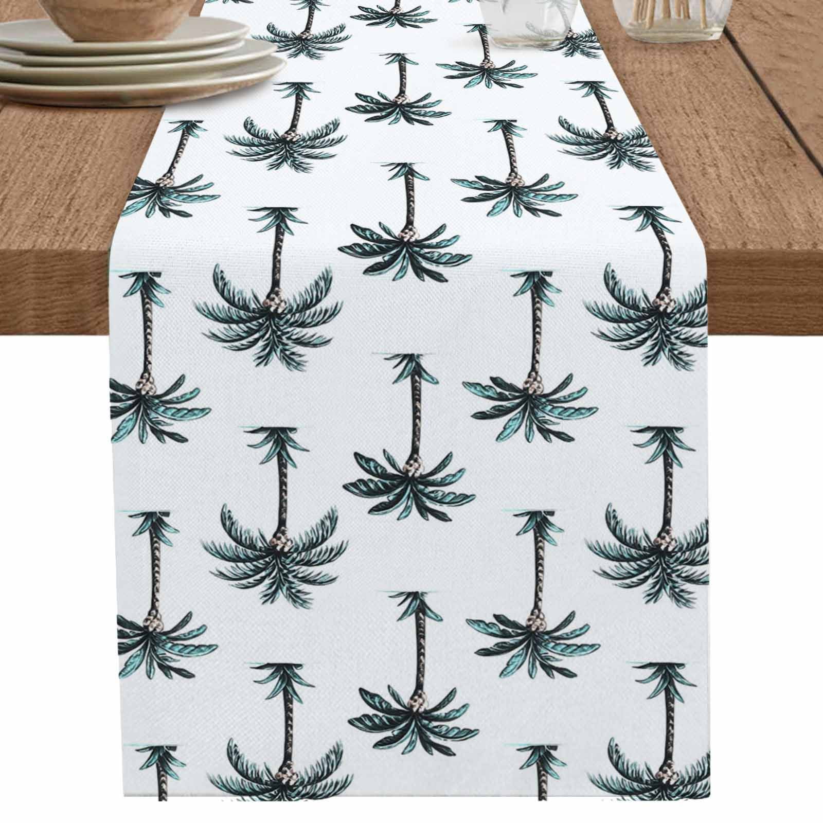 nqOlkjepod Tropical Palm Trees Table Runner 108 Inches Long Farmhouse ...