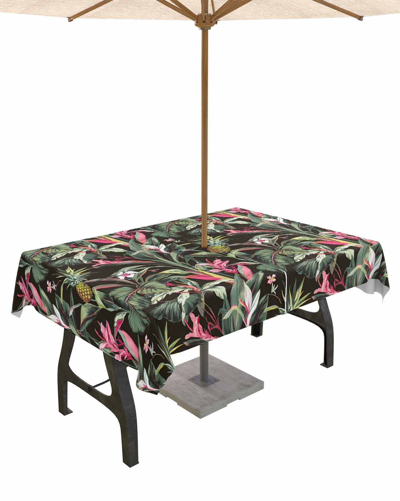 nqOlkjepod Tropical Pineapple Outdoor Tablecloth with Umbrella Hole ...
