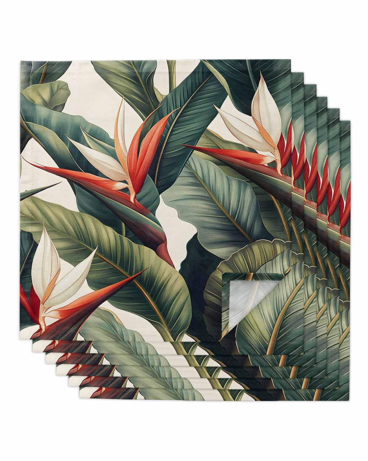 nqOlkjepod Tropical Plants Cloth Napkins Set of 6 Reusable Dinner ...