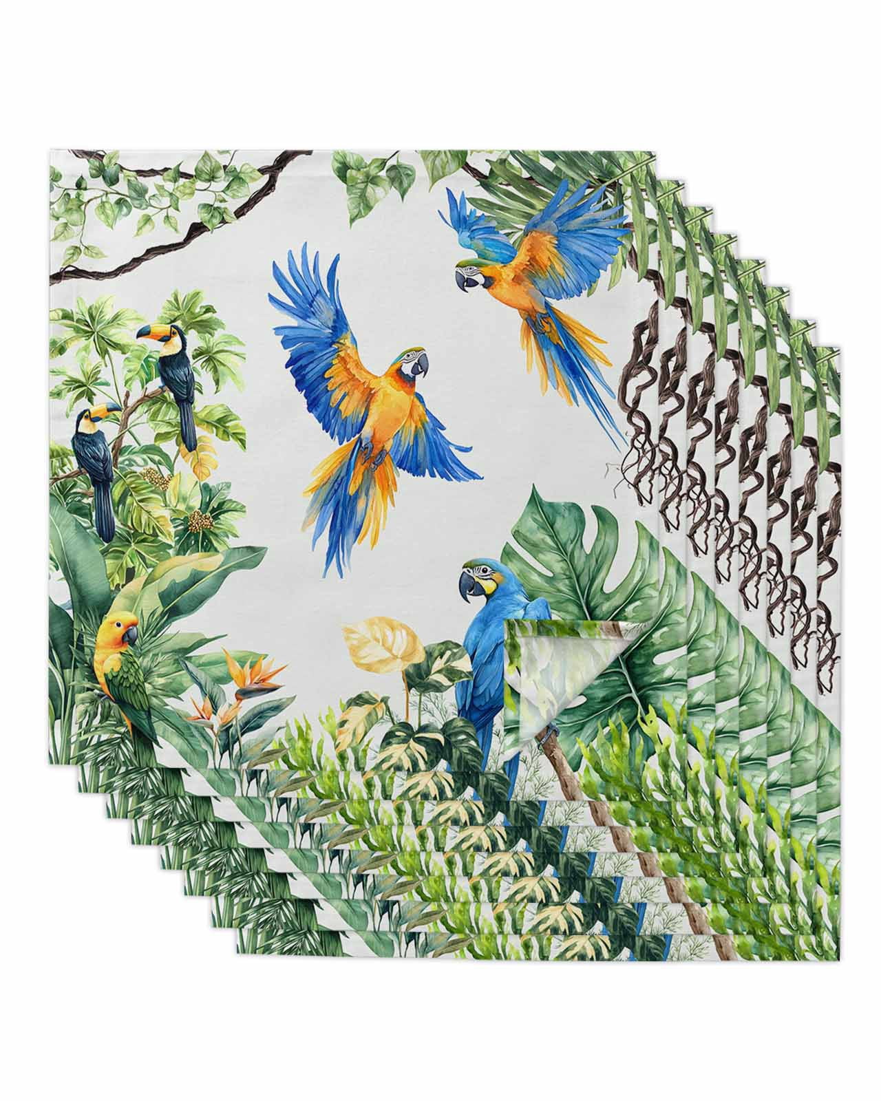 nqOlkjepod Tropical Toucan Parrot Cloth Napkins Set of 8 Reusable ...