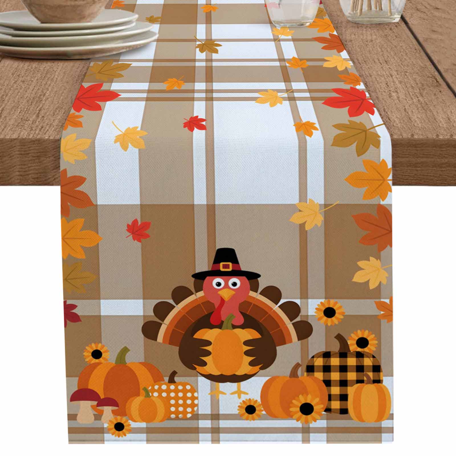 nqOlkjepod Turkey Table Runner 70 Inches Long Farmhouse Dress Scarves ...