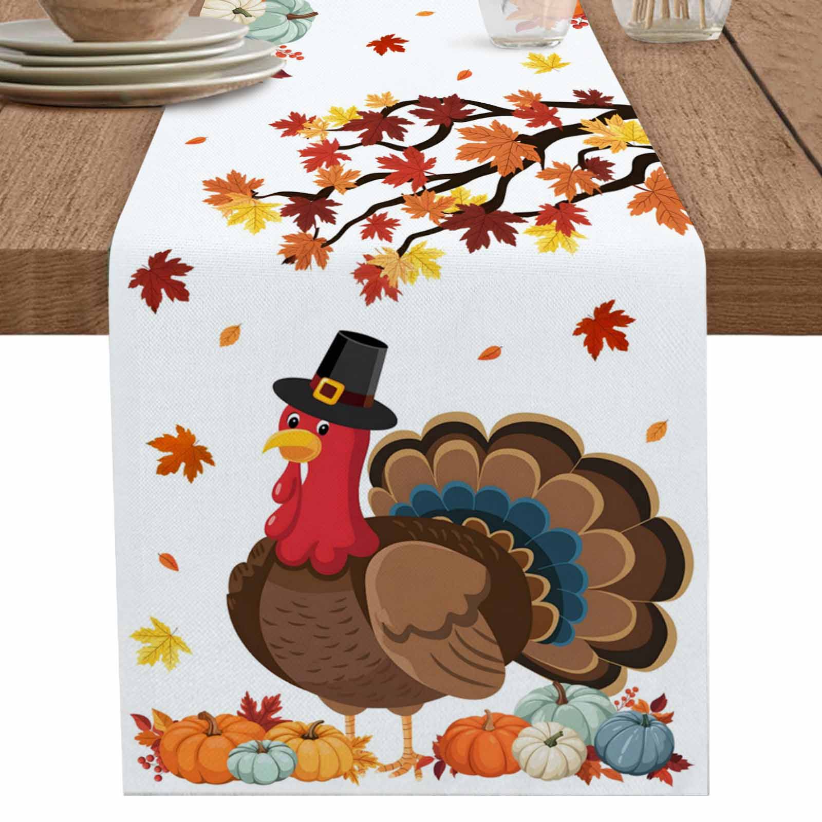 nqOlkjepod Turkey Table Runner 70 Inches Long Farmhouse Dress Scarves ...