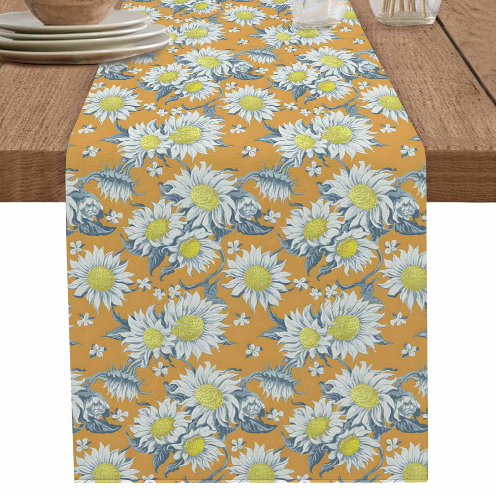 nqOlkjepod Turmeric Daisy Table Runner 36 Inches Long Farmhouse Dress ...