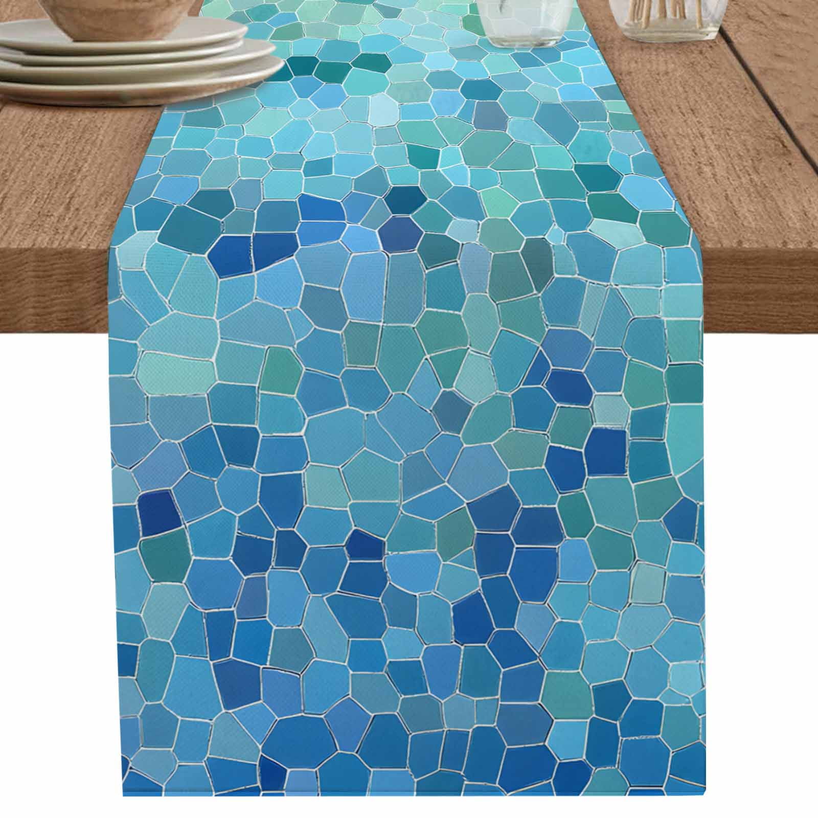 nqOlkjepod Turquoise Blue Teal Table Runner 72 Inches Long Farmhouse ...