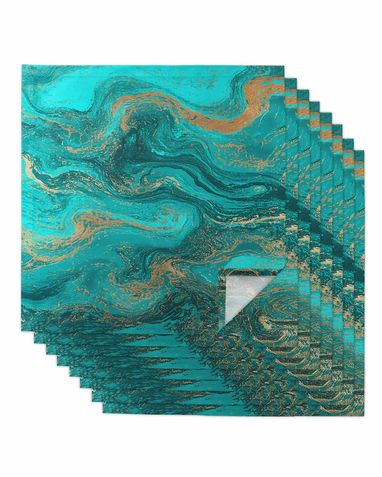 nqOlkjepod Turquoise Marble Cloth Napkins Set of 8 Reusable Dinner ...