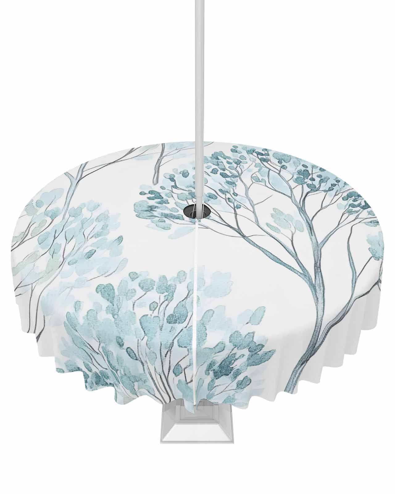 nqOlkjepod Turquoise Ombre Leaves Tree Outdoor Tablecloth with Umbrella ...