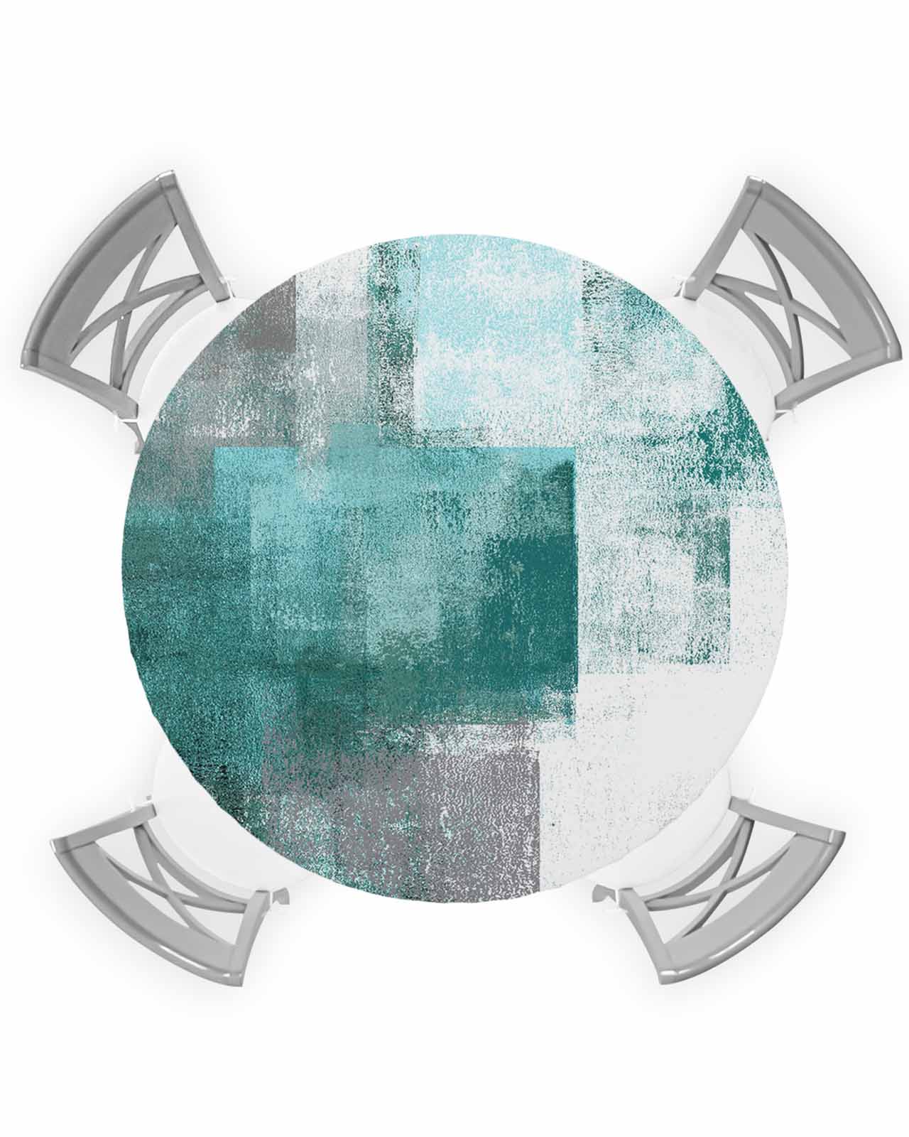 nqOlkjepod Turquoise Ombre Round Tablecloth, Fitted Table Cover with ...