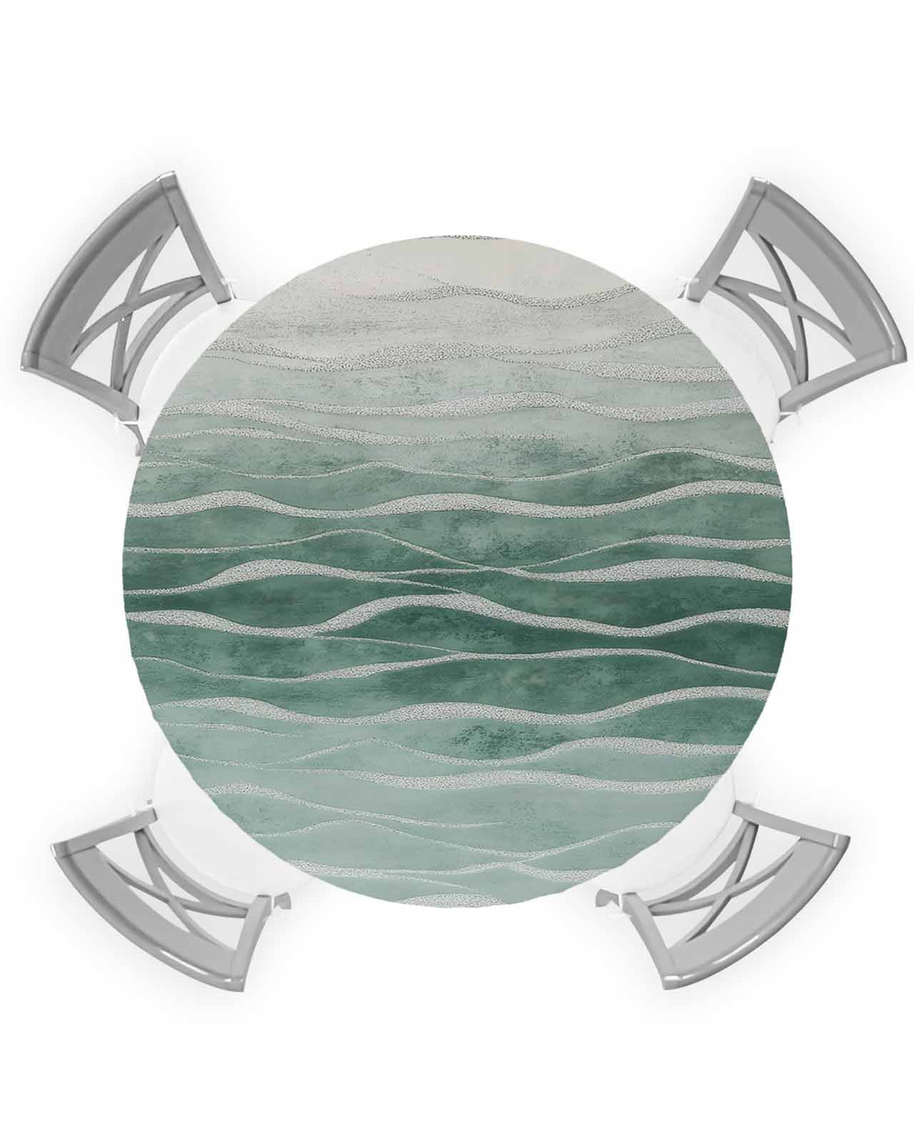 nqOlkjepod Turquoise Ombre Round Tablecloth, Fitted Table Cover with ...