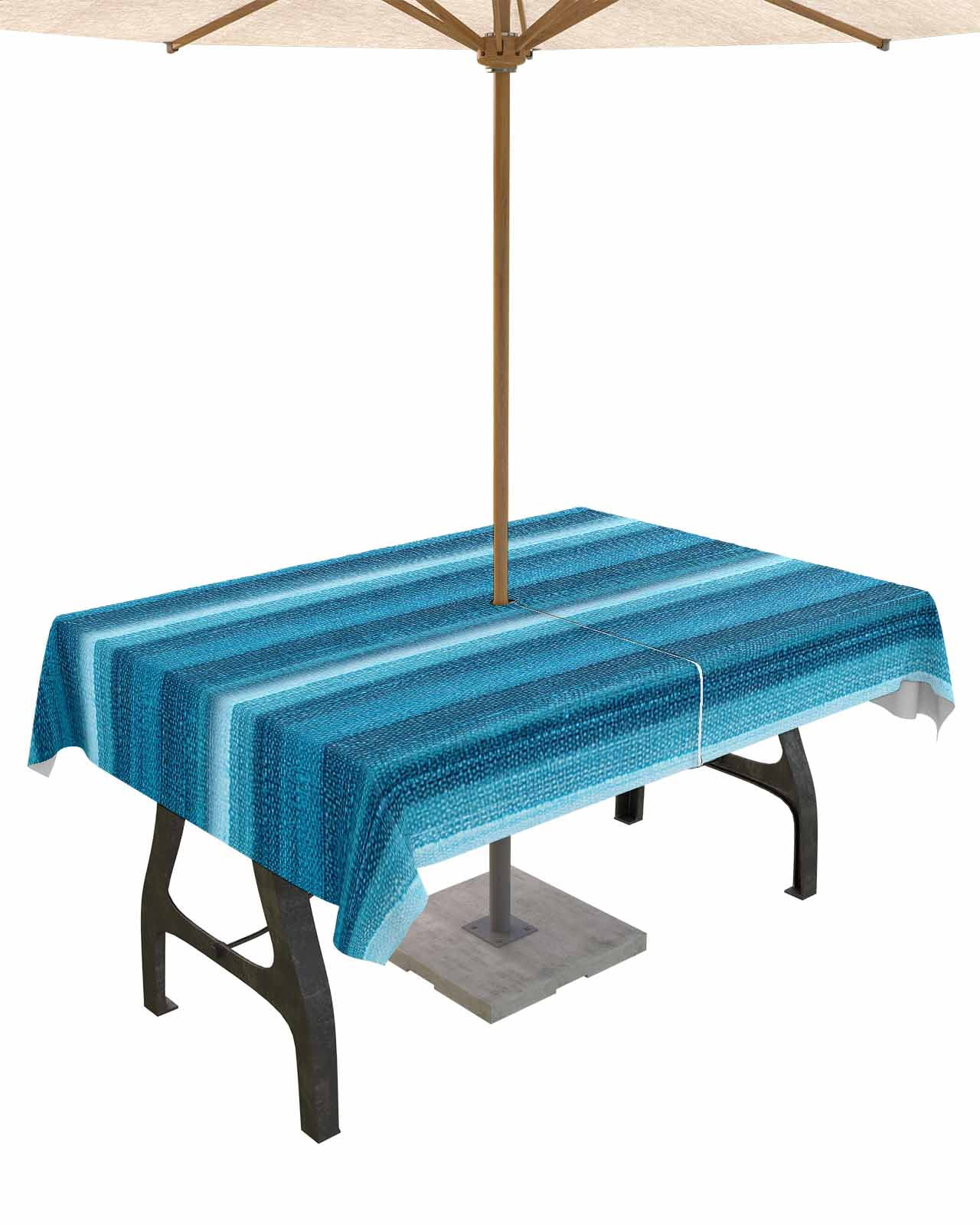 nqOlkjepod Turquoise Teal Ombre Outdoor Tablecloth with Umbrella Hole ...