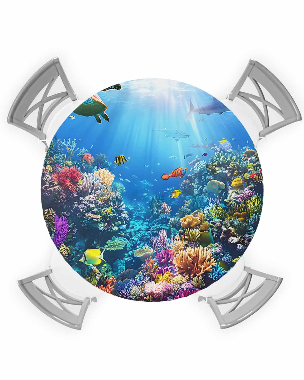 nqOlkjepod Turtle Blue Round Tablecloth, Fitted Table Cover with ...