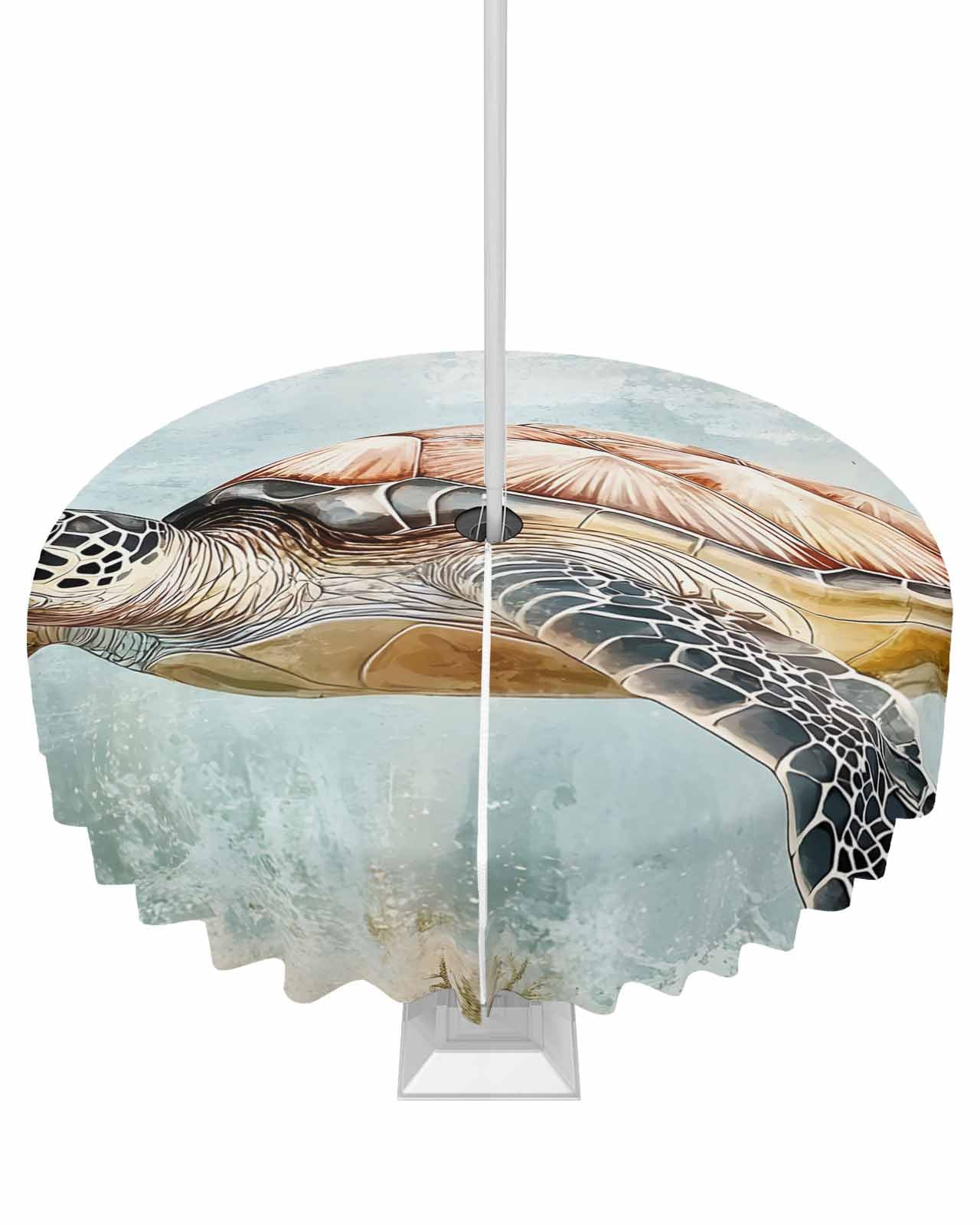 nqOlkjepod Turtle Outdoor Tablecloth with Umbrella Hole & Zipper ...