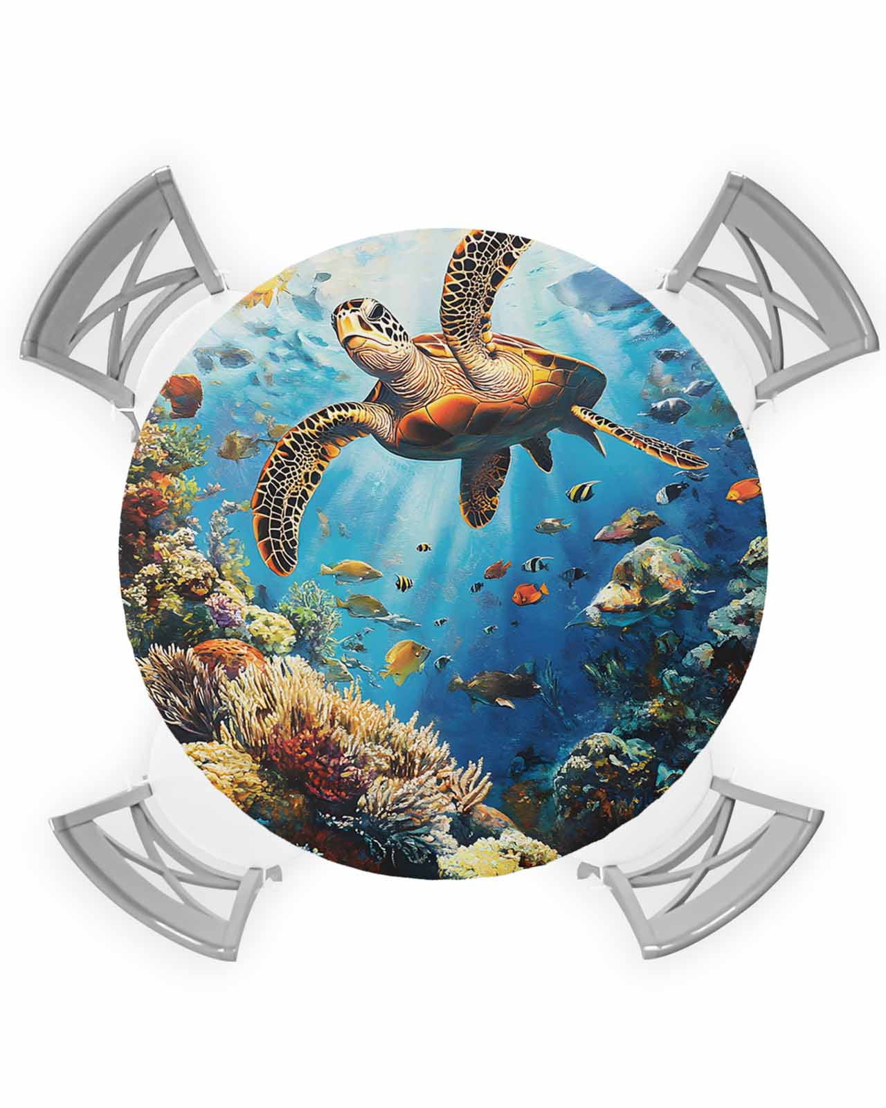 nqOlkjepod Turtle Round Tablecloth, Fitted Table Cover with Elastic for ...