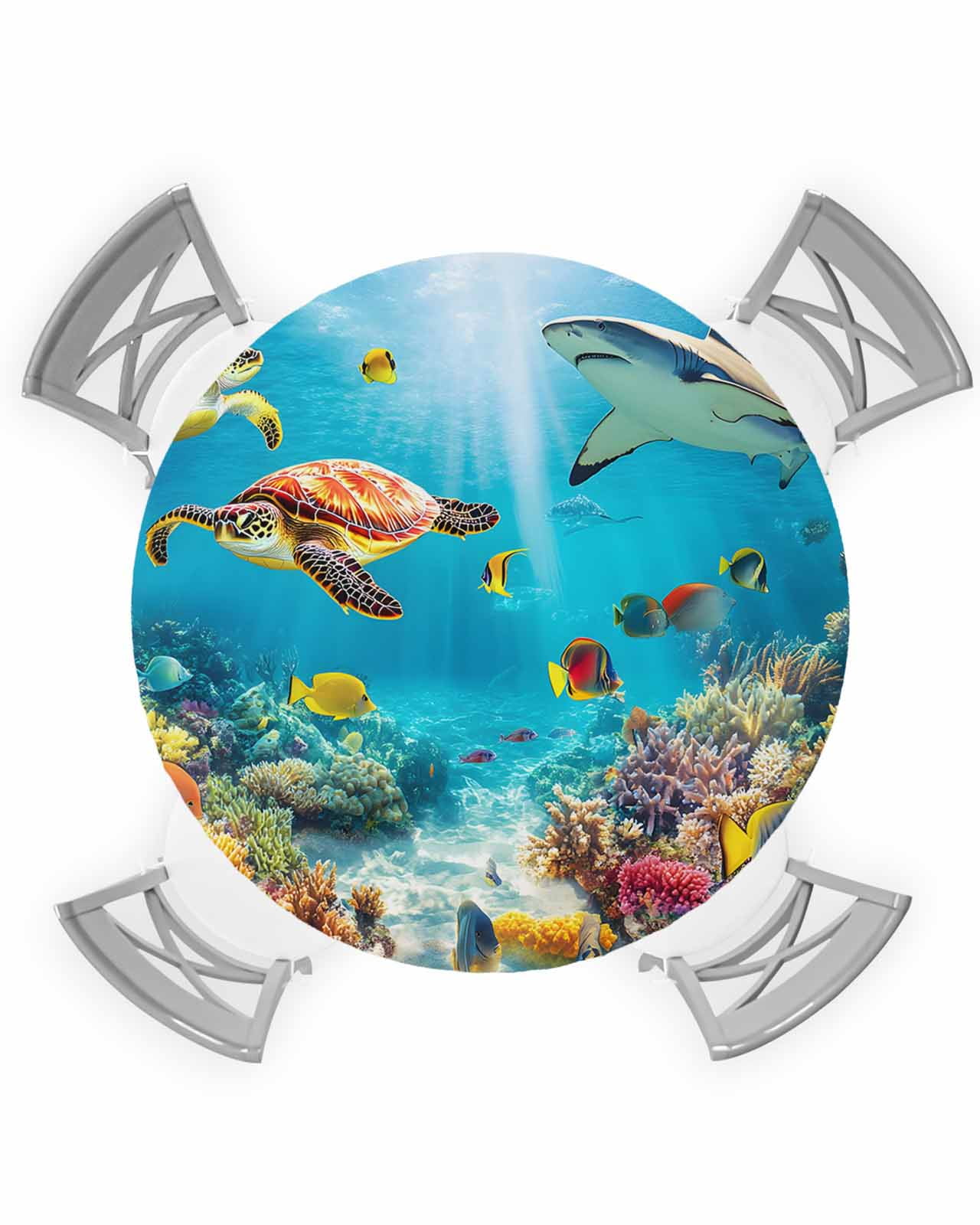 nqOlkjepod Turtle Round Tablecloth, Fitted Table Cover with Elastic for 36"-44" Round Tables ...