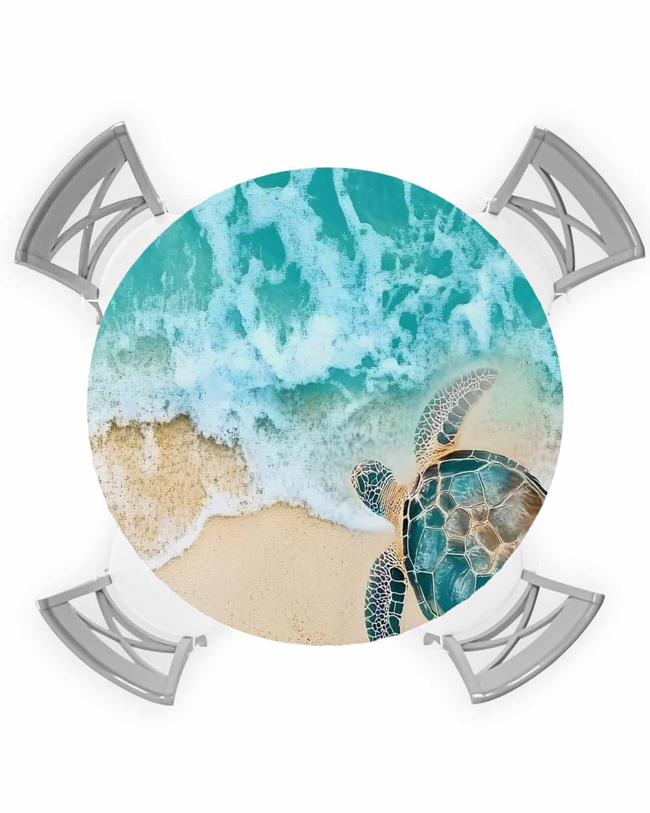 nqOlkjepod Turtle Round Tablecloth, Fitted Table Cover with Elastic for ...