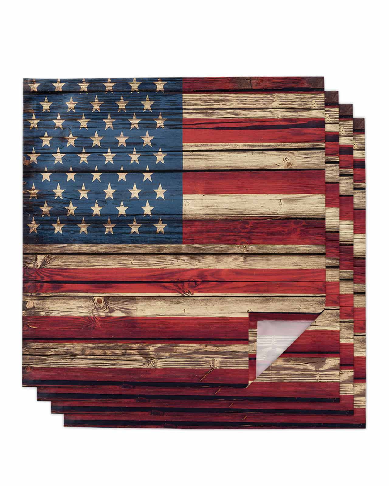 nqOlkjepod Vintage American Flag Cloth Napkins Set of 4 Reusable Dinner ...