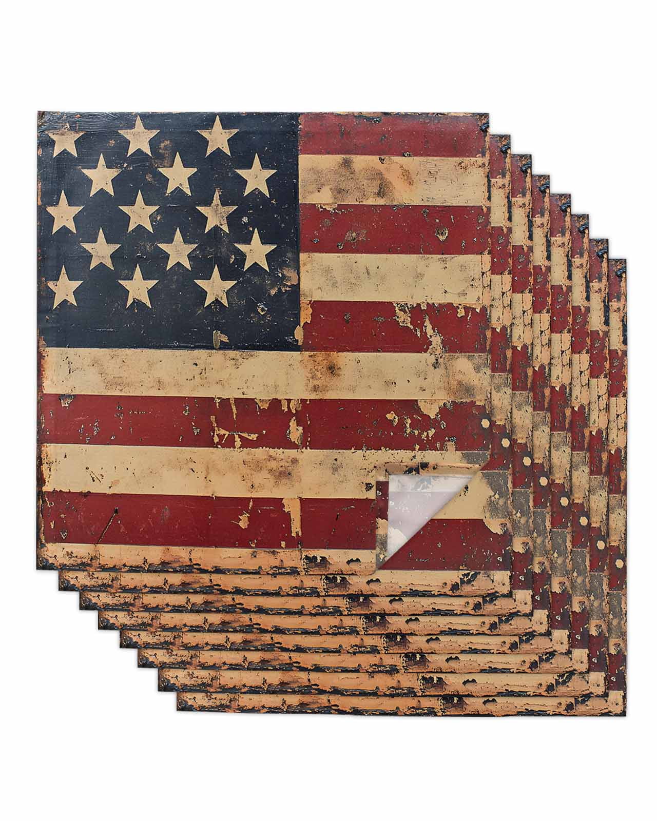 nqOlkjepod Vintage American Flag Cloth Napkins Set of 8 Reusable Dinner ...