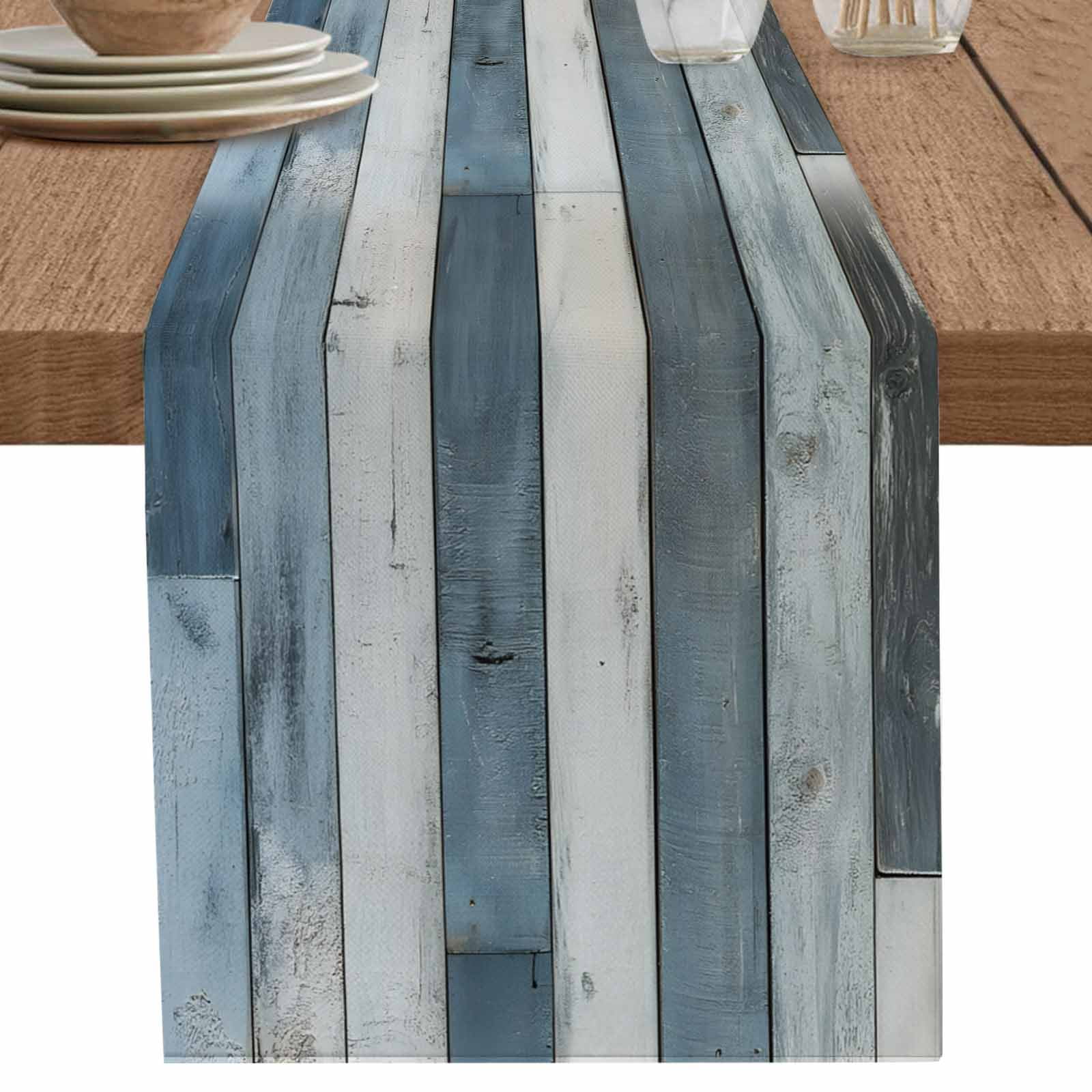 nqOlkjepod Vintage Blue Farmhouse Table Runner 70 Inches Long Farmhouse ...