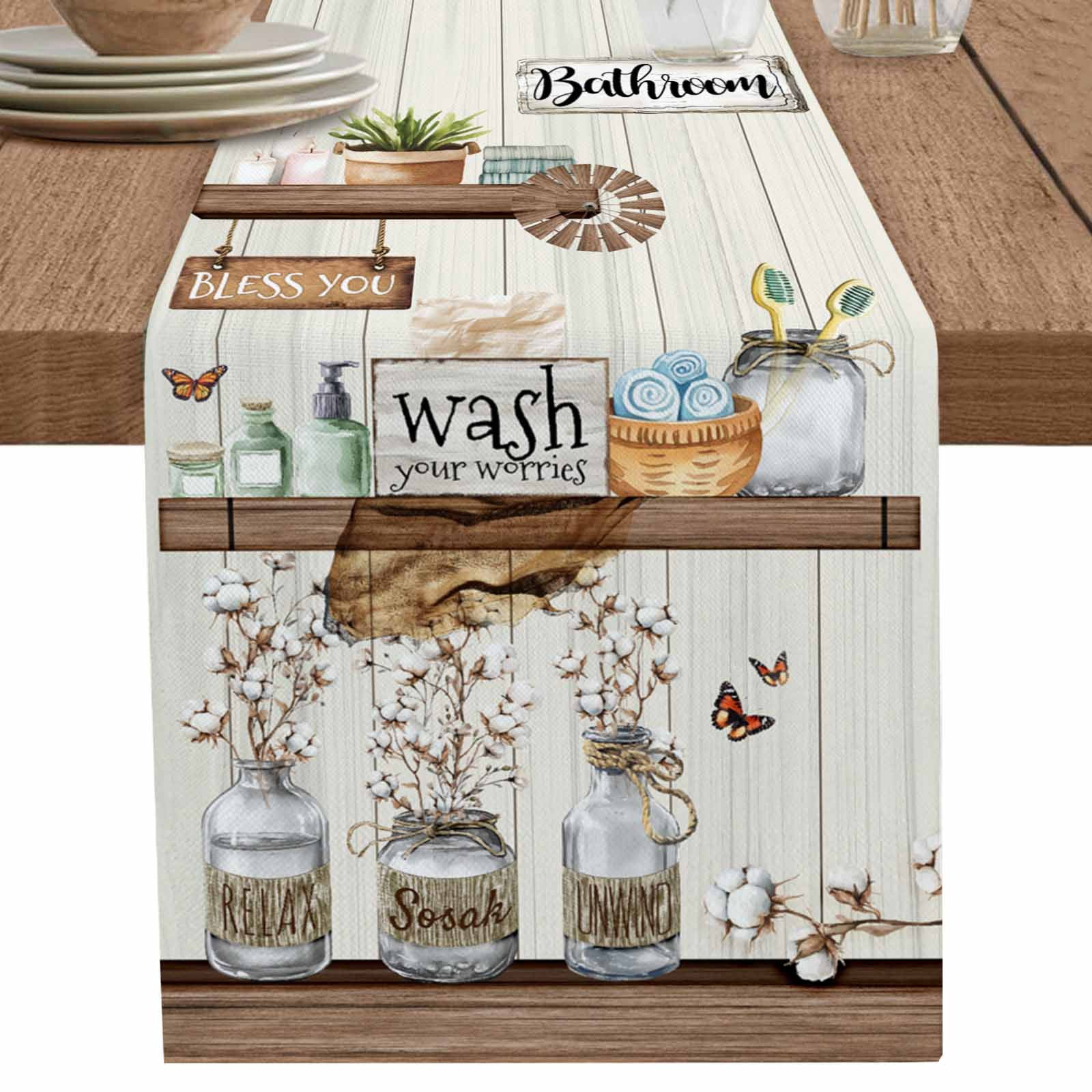nqOlkjepod Vintage Cartoon Table Runner 108 Inches Long Farmhouse Dress ...