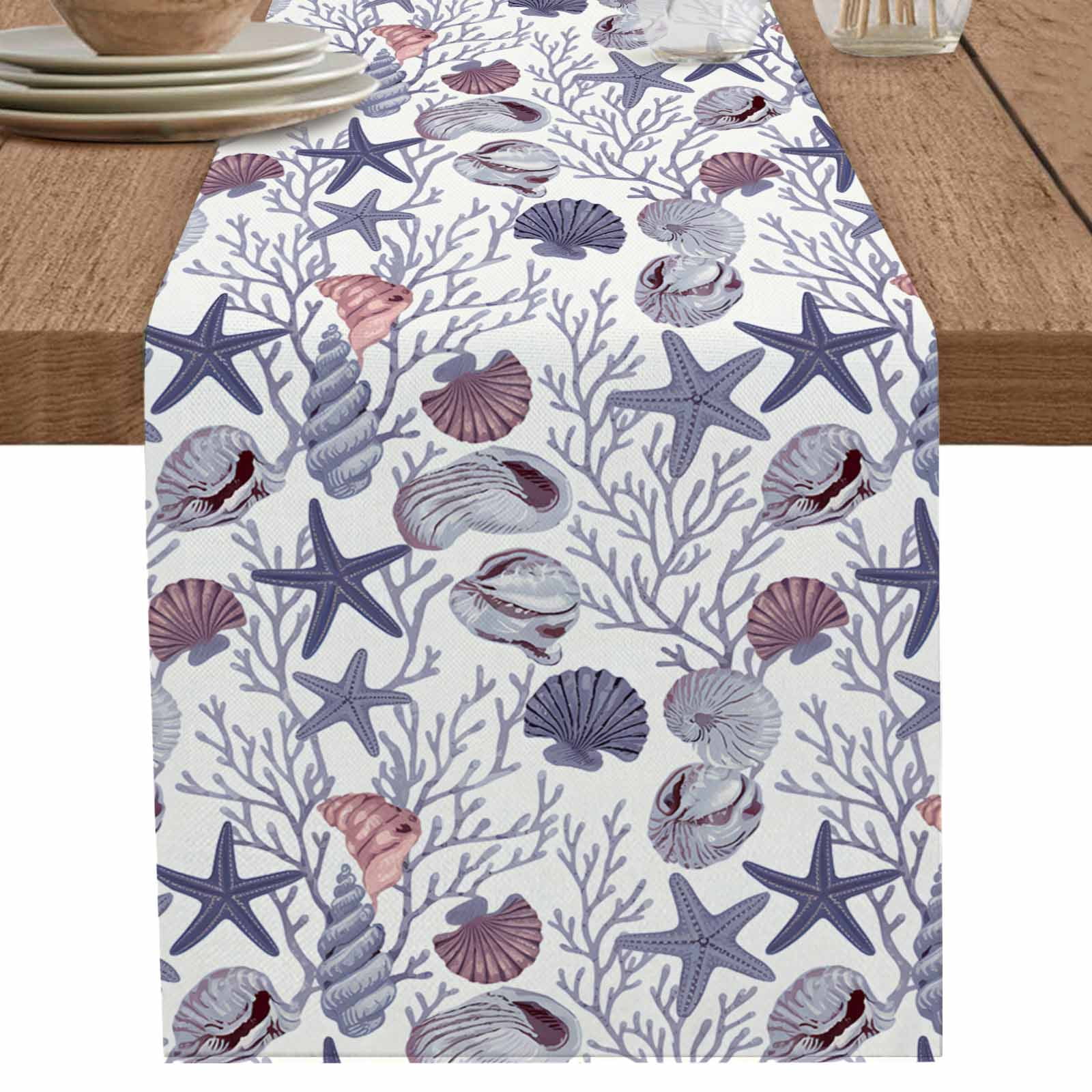 nqOlkjepod Vintage Coastal Table Runner 72 Inches Long Farmhouse Dress Scarves, Starfish Coral ...