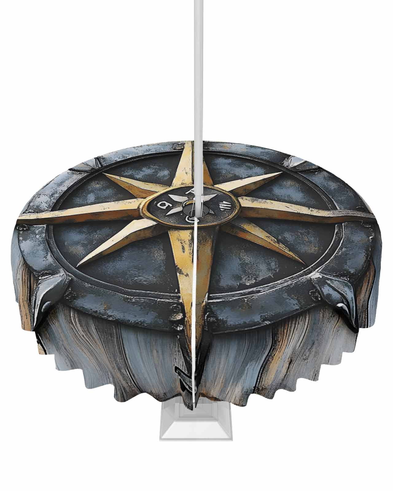 nqOlkjepod Vintage Compass Coastal Outdoor Tablecloth with Umbrella ...