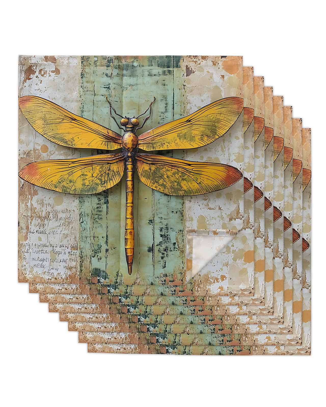 nqOlkjepod Vintage Dragonfly Cloth Napkins Set of 8 Reusable Dinner ...