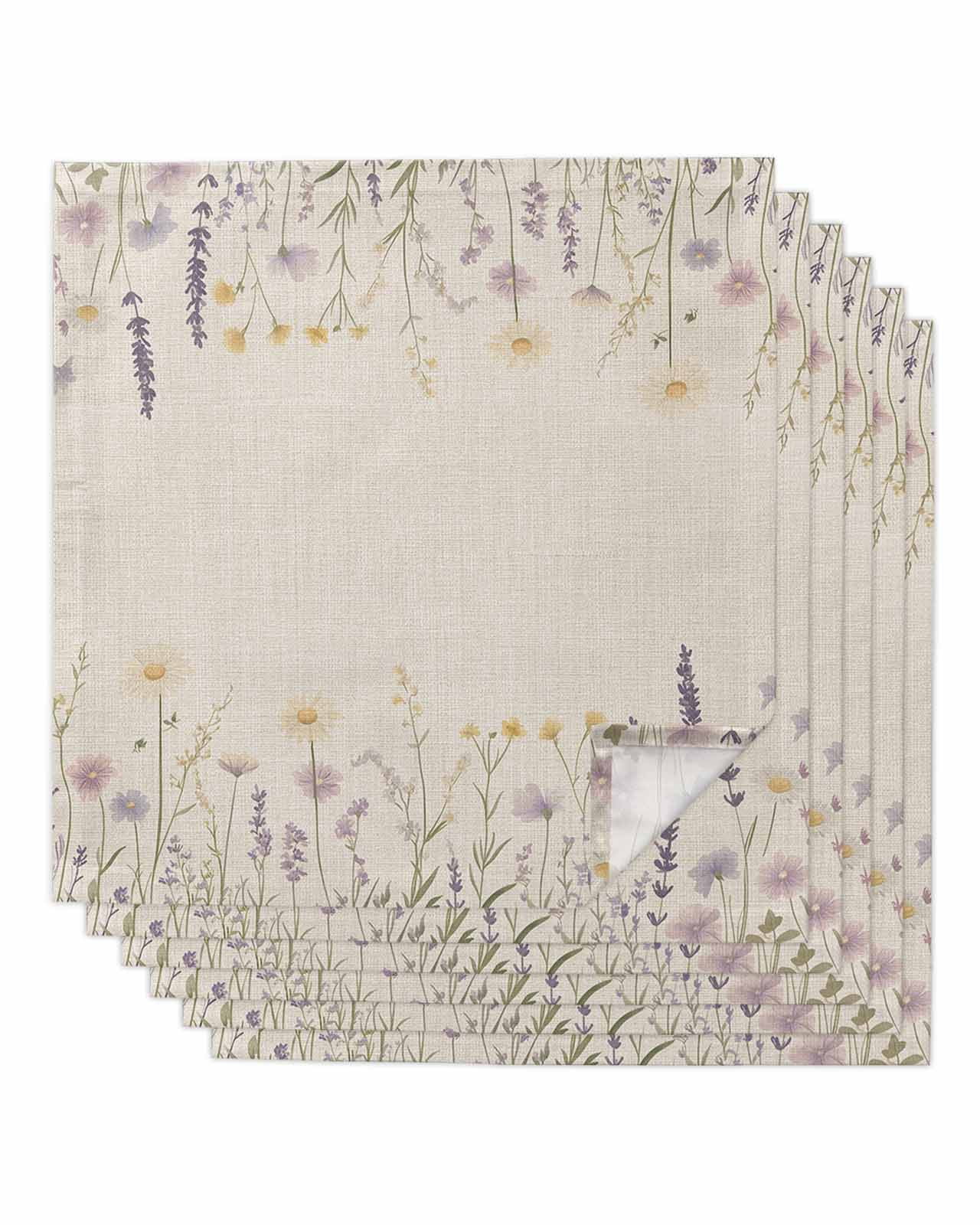 nqOlkjepod Vintage Floral Cloth Napkins Set of 6 Reusable Dinner ...
