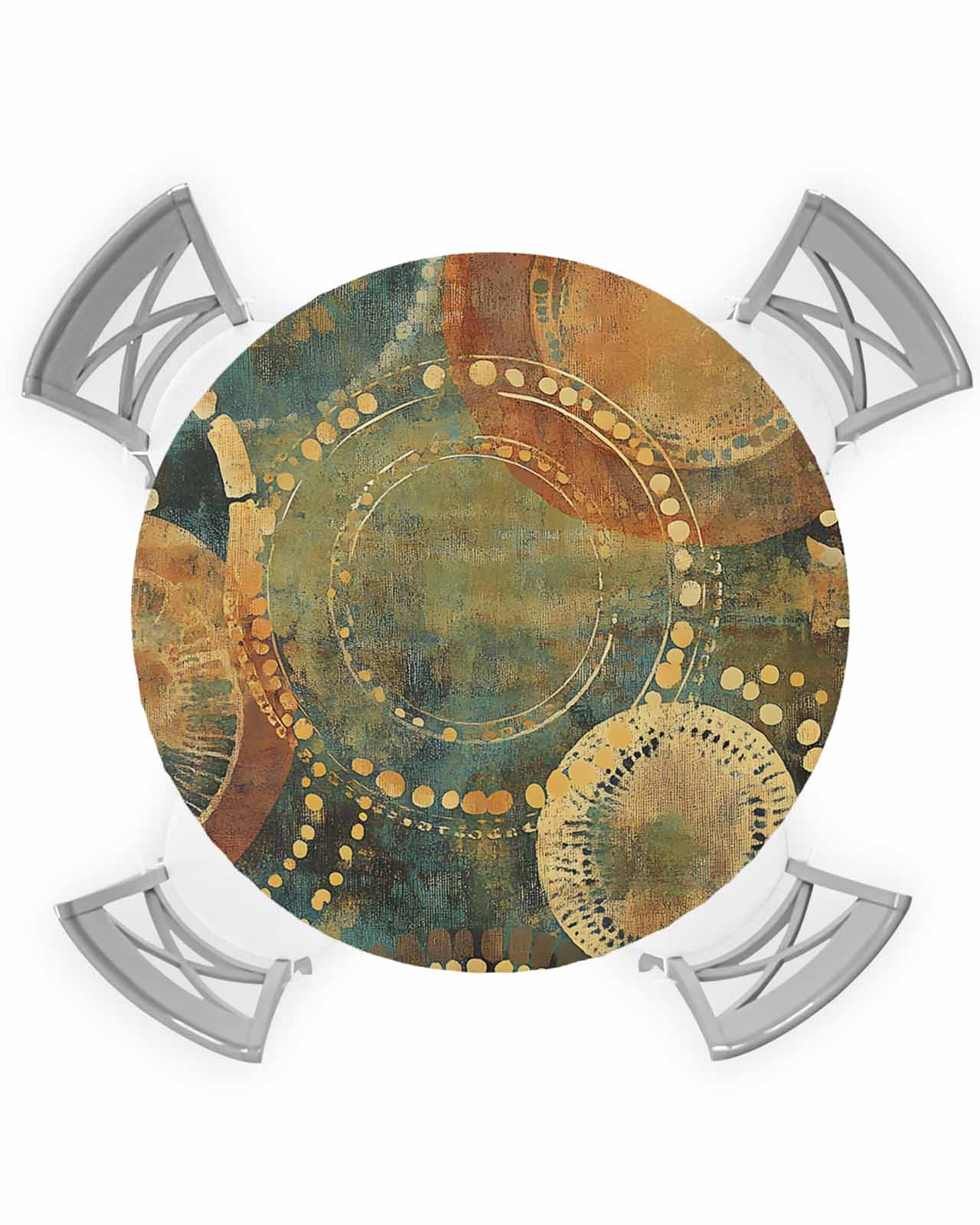 nqOlkjepod Vintage Geometric Round Tablecloth, Fitted Table Cover with ...