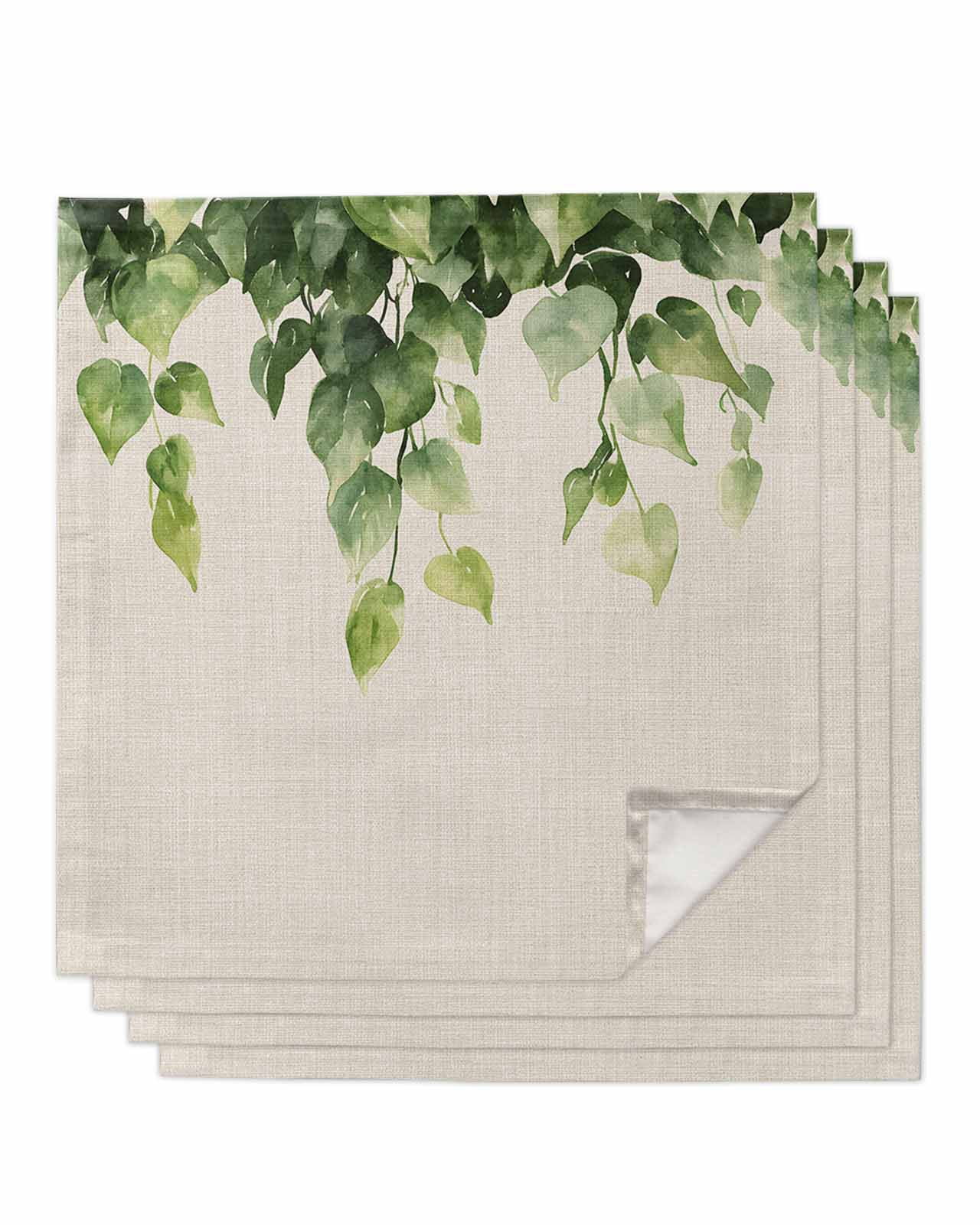 nqOlkjepod Vintage Green Leaves Cloth Napkins Set of 4 Reusable Dinner ...