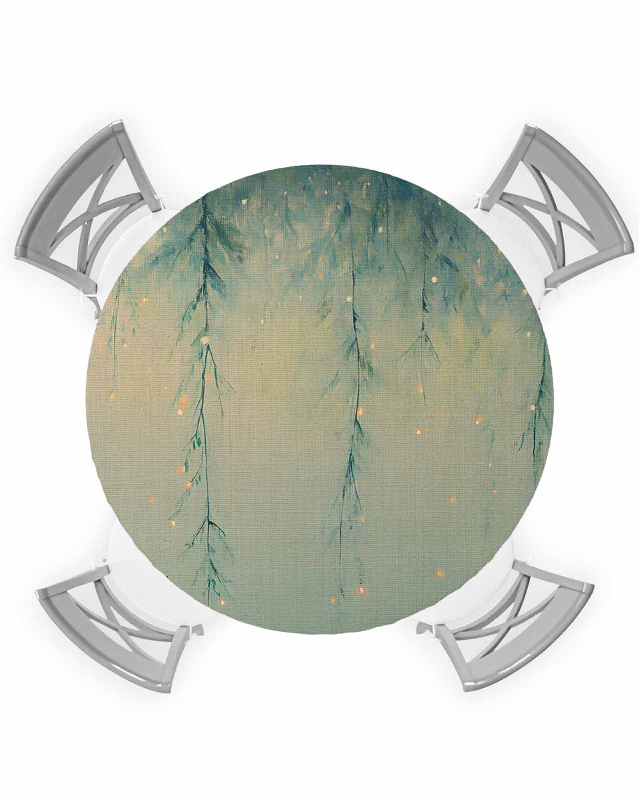 nqOlkjepod Vintage Leaves Round Tablecloth, Fitted Table Cover with ...