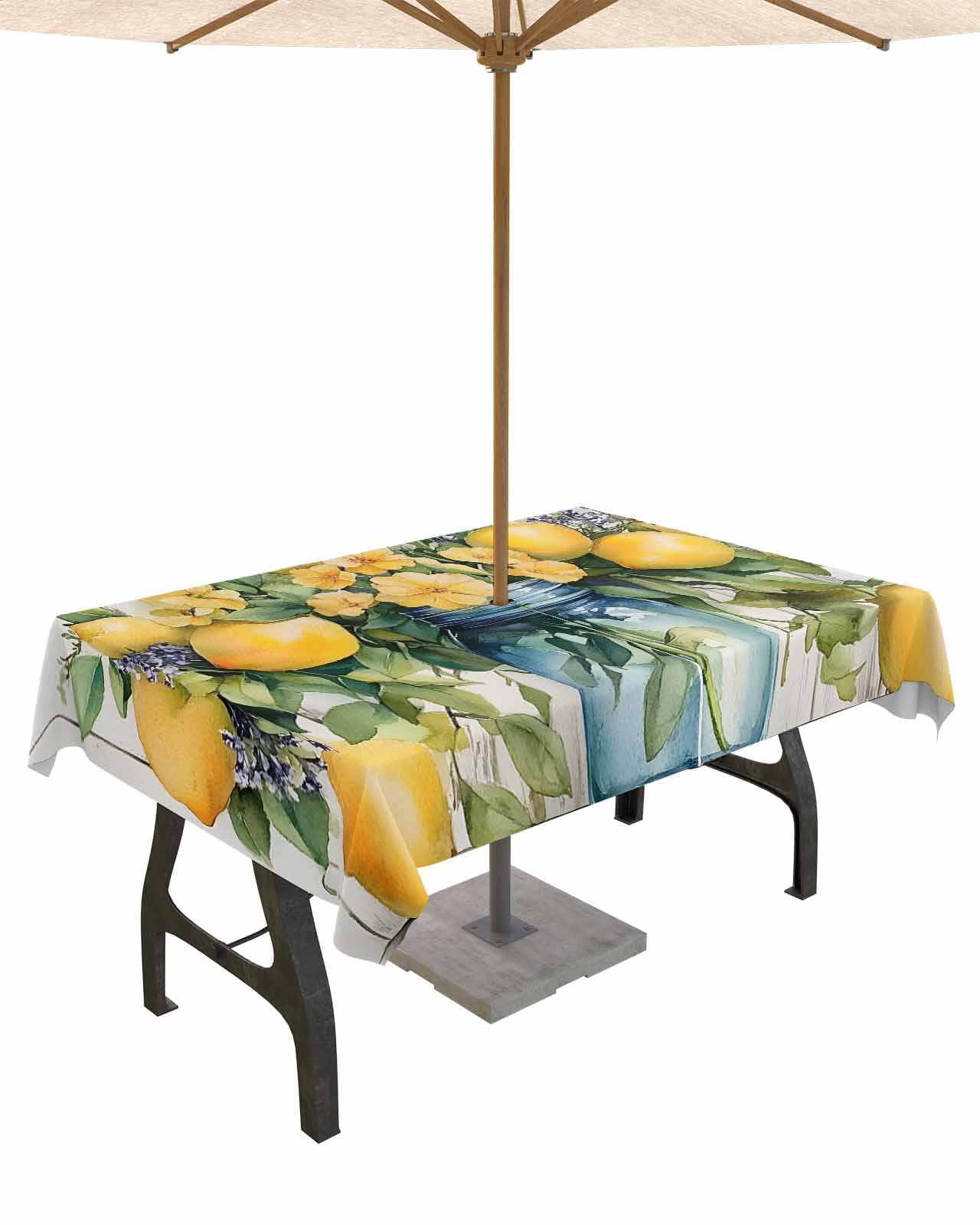 nqOlkjepod Vintage Lemon Outdoor Tablecloth with Umbrella Hole & Zipper ...