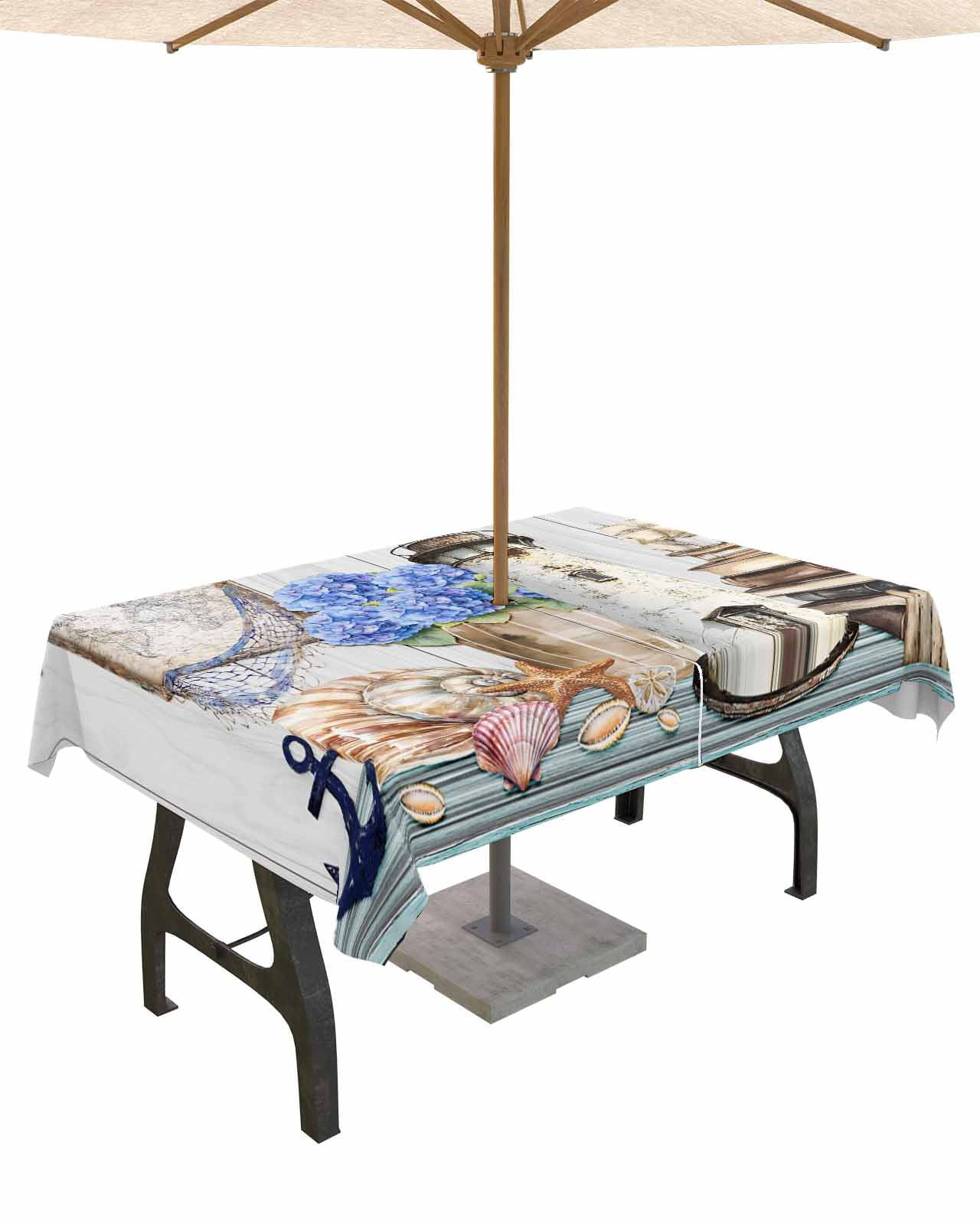 nqOlkjepod Vintage Lighthouse Coastal Outdoor Tablecloth with Umbrella ...
