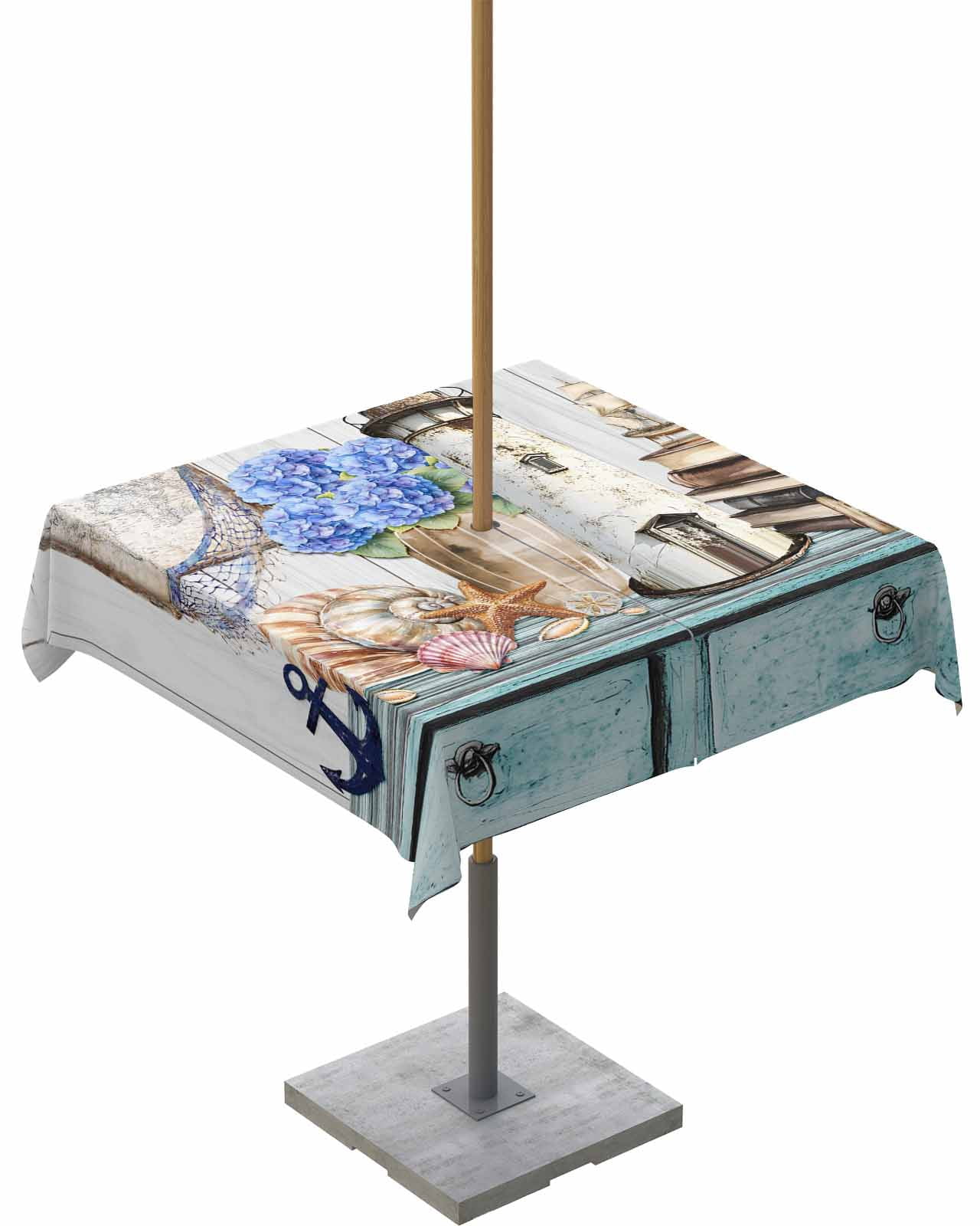 nqOlkjepod Vintage Lighthouse Coastal Outdoor Tablecloth with Umbrella ...