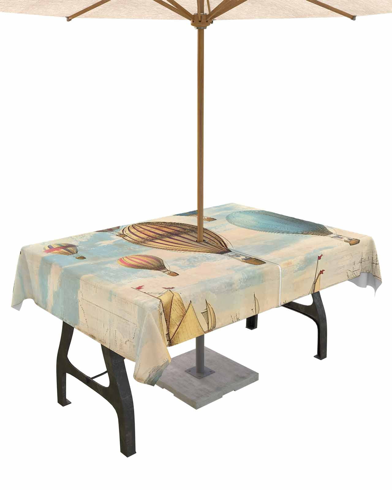 nqOlkjepod Vintage Nautical Outdoor Tablecloth with Umbrella Hole ...