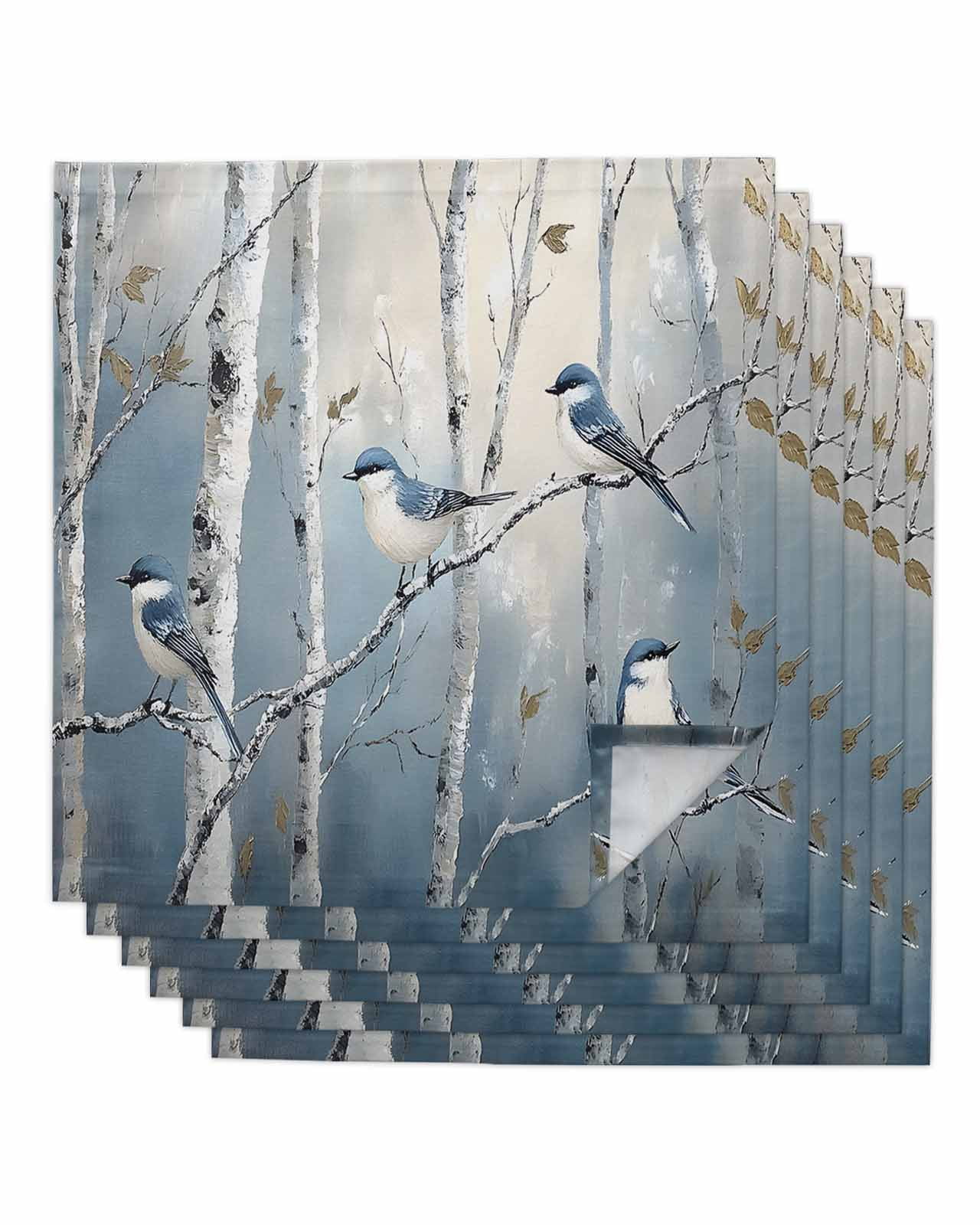 nqOlkjepod Vintage Oil Painting Forest Cloth Napkins Set of 6 Reusable ...