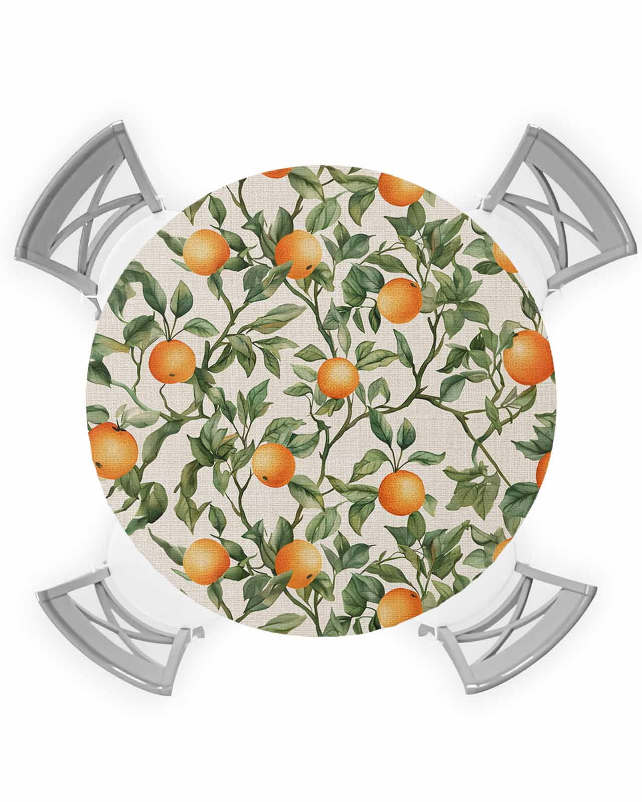nqOlkjepod Vintage Orange Green Leaves Round Tablecloth, Fitted Table ...