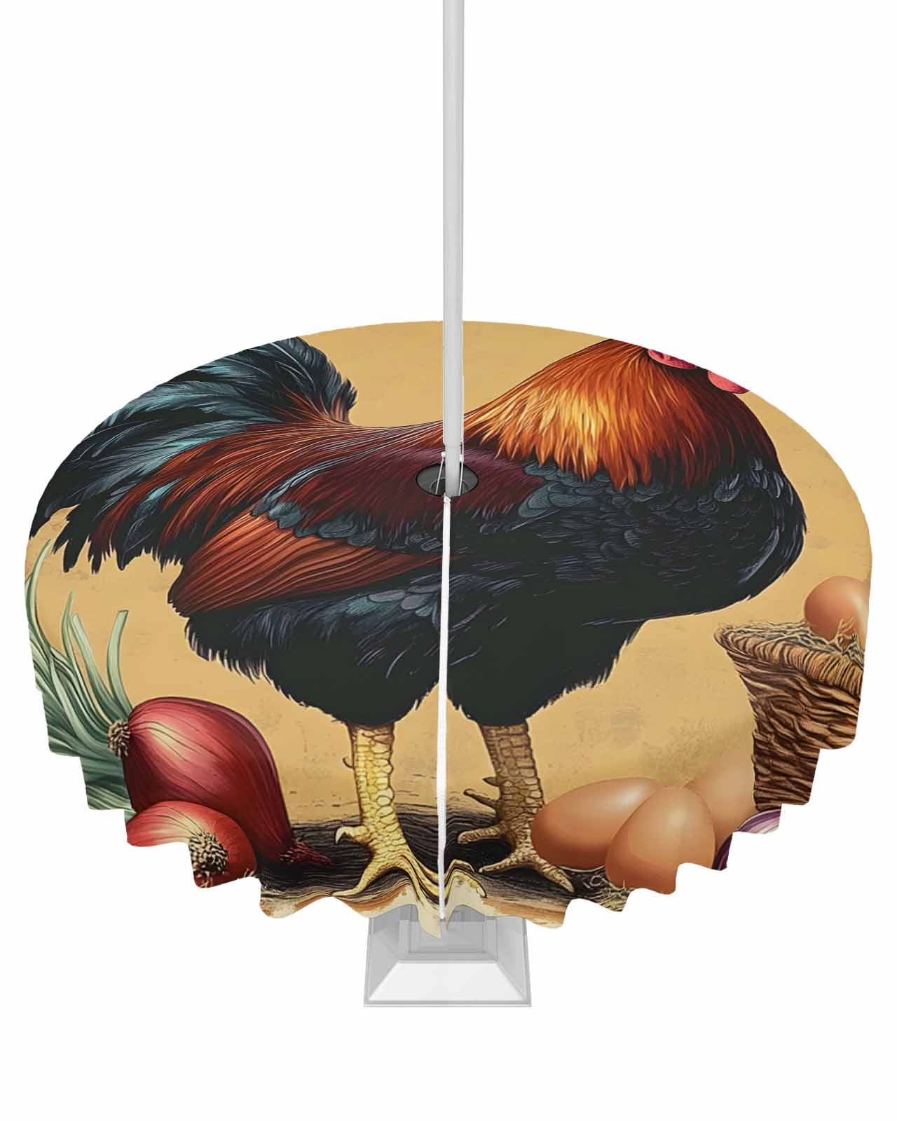 nqOlkjepod Vintage Rooster Outdoor Tablecloth with Umbrella Hole ...