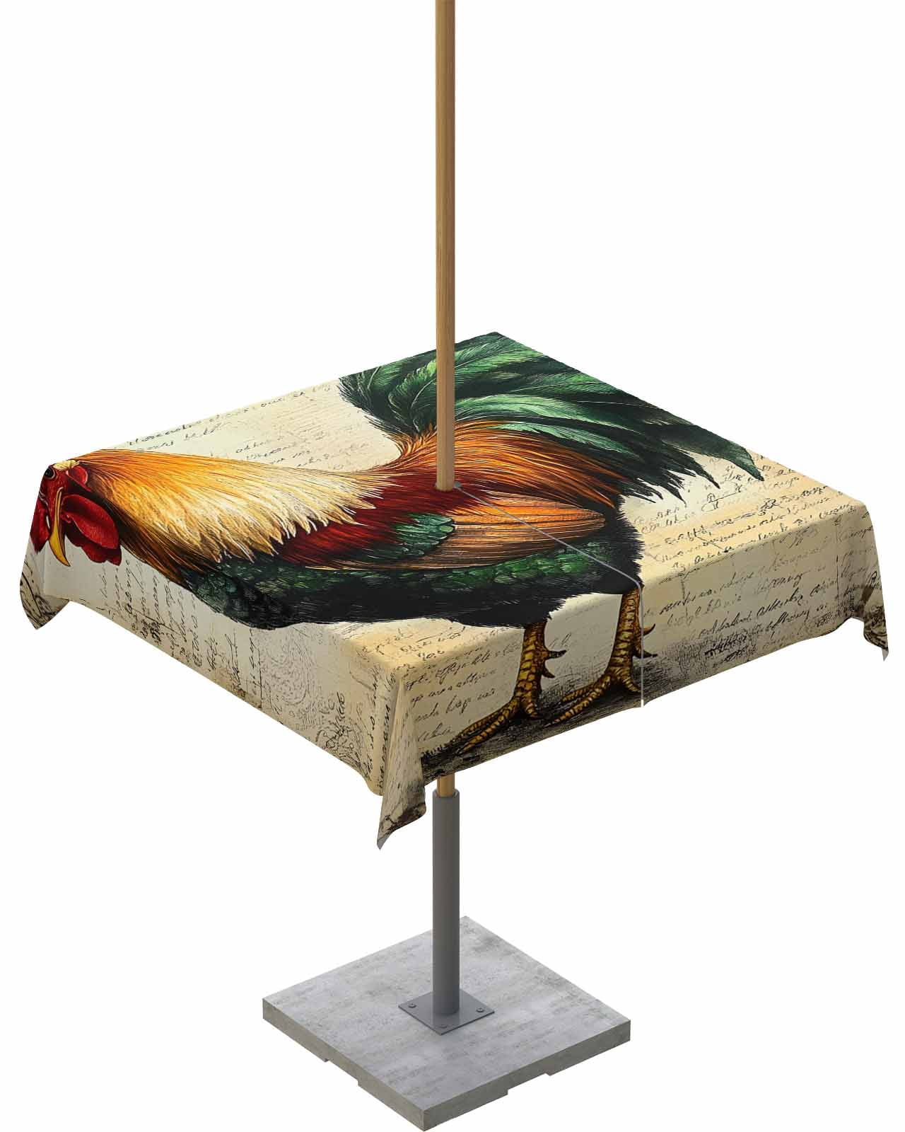 nqOlkjepod Vintage Rooster Outdoor Tablecloth with Umbrella Hole ...