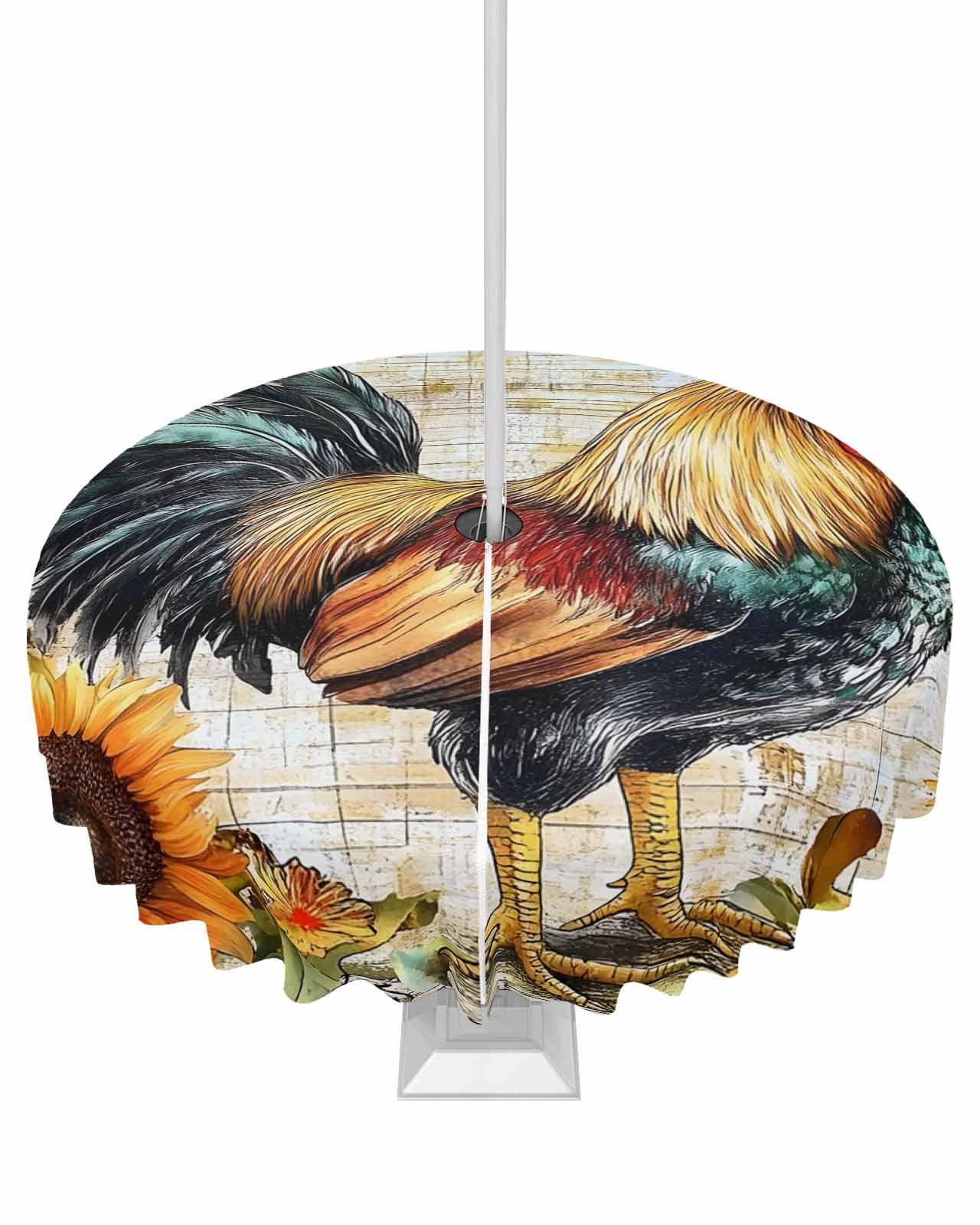 nqOlkjepod Vintage Rooster Outdoor Tablecloth with Umbrella Hole ...