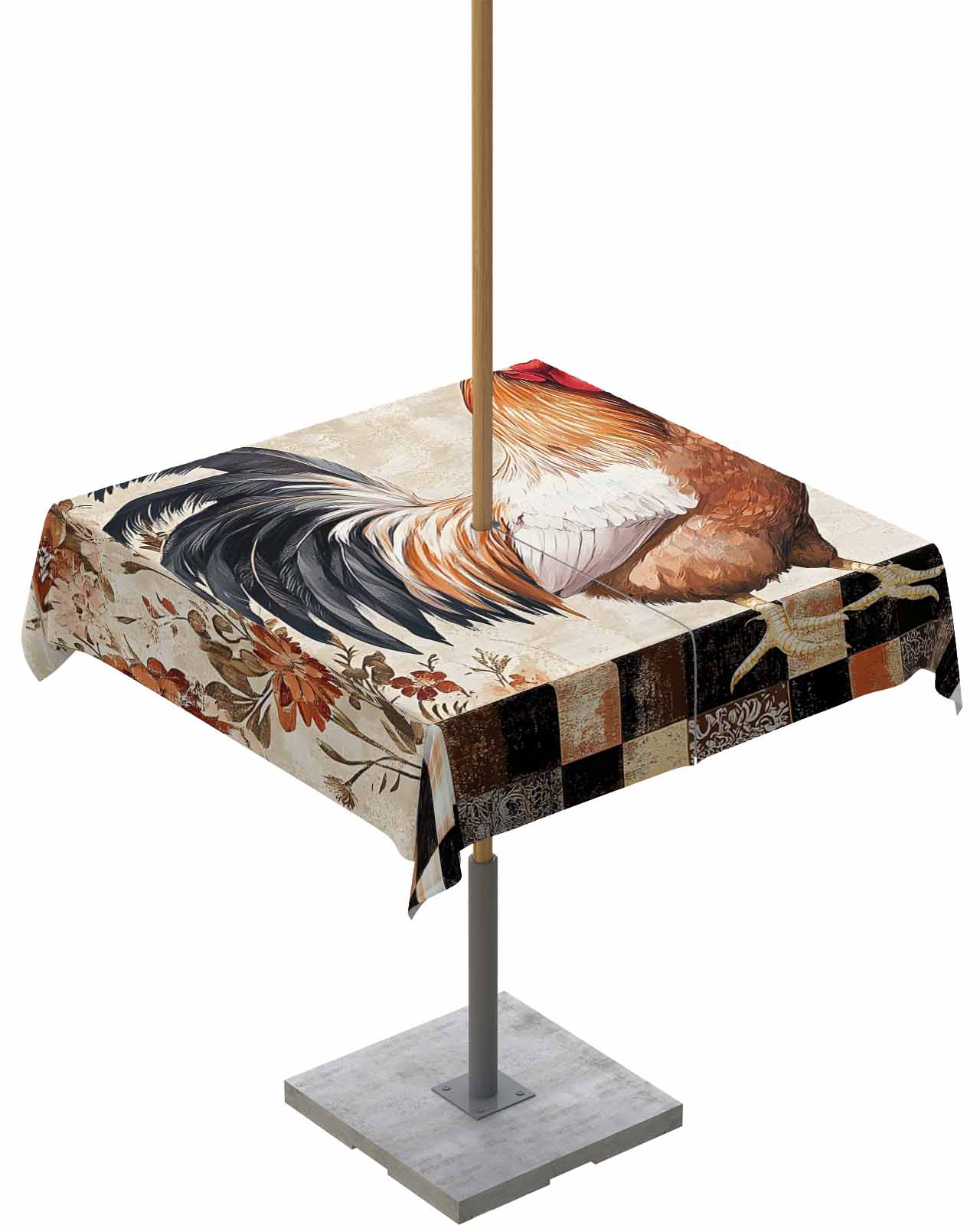 nqOlkjepod Vintage Rooster Outdoor Tablecloth with Umbrella Hole ...