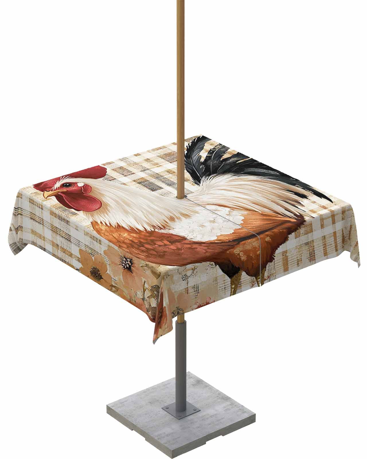 nqOlkjepod Vintage Rooster Outdoor Tablecloth with Umbrella Hole ...