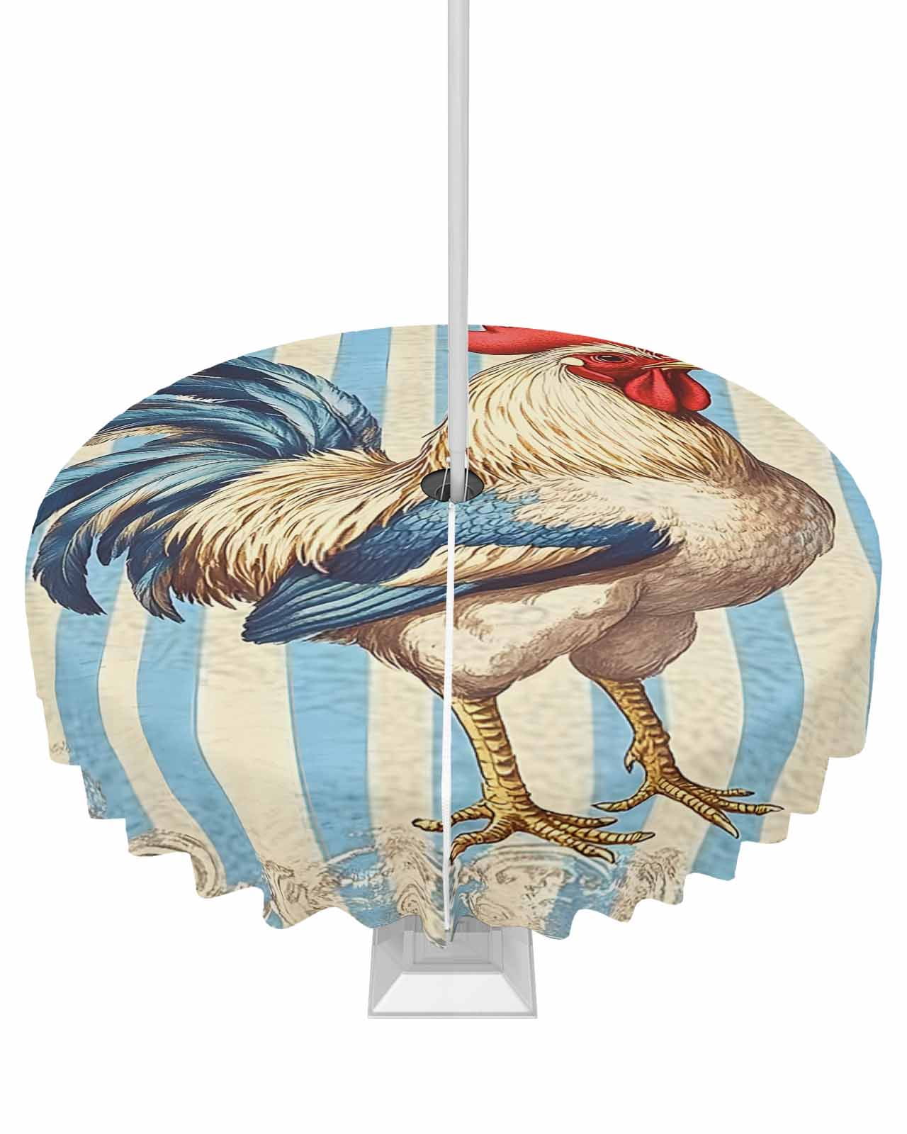 nqOlkjepod Vintage Rooster Outdoor Tablecloth with Umbrella Hole ...