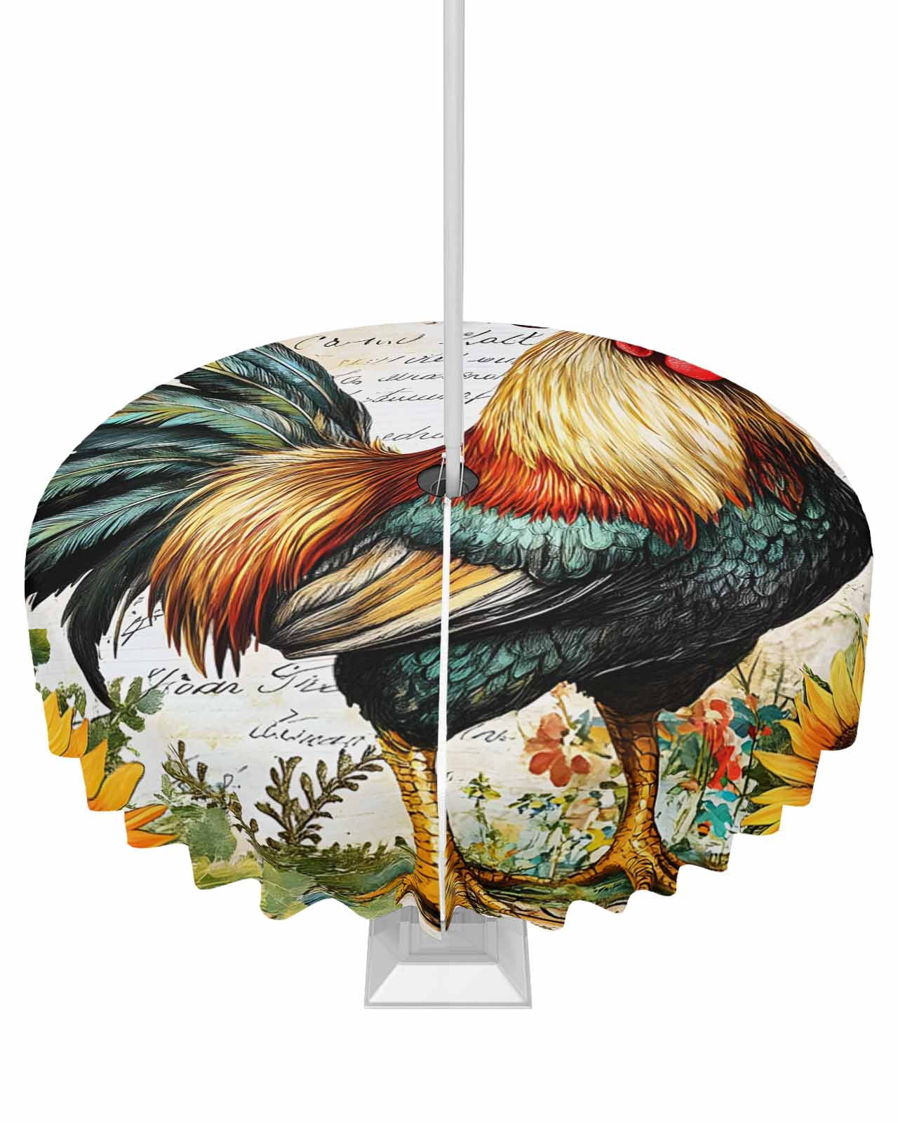 nqOlkjepod Vintage Rooster Outdoor Tablecloth with Umbrella Hole ...