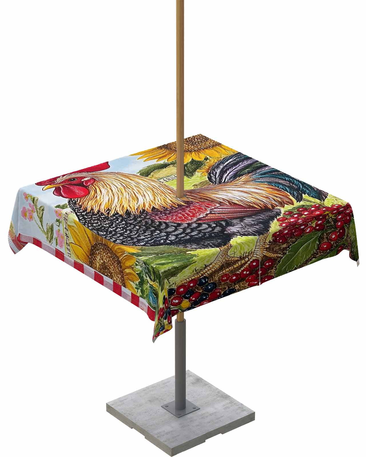 nqOlkjepod Vintage Rooster Outdoor Tablecloth with Umbrella Hole ...