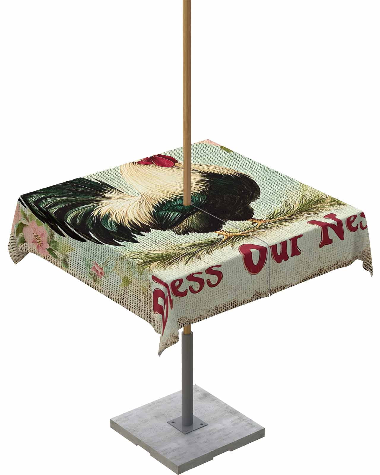 nqOlkjepod Vintage Rooster Outdoor Tablecloth with Umbrella Hole ...
