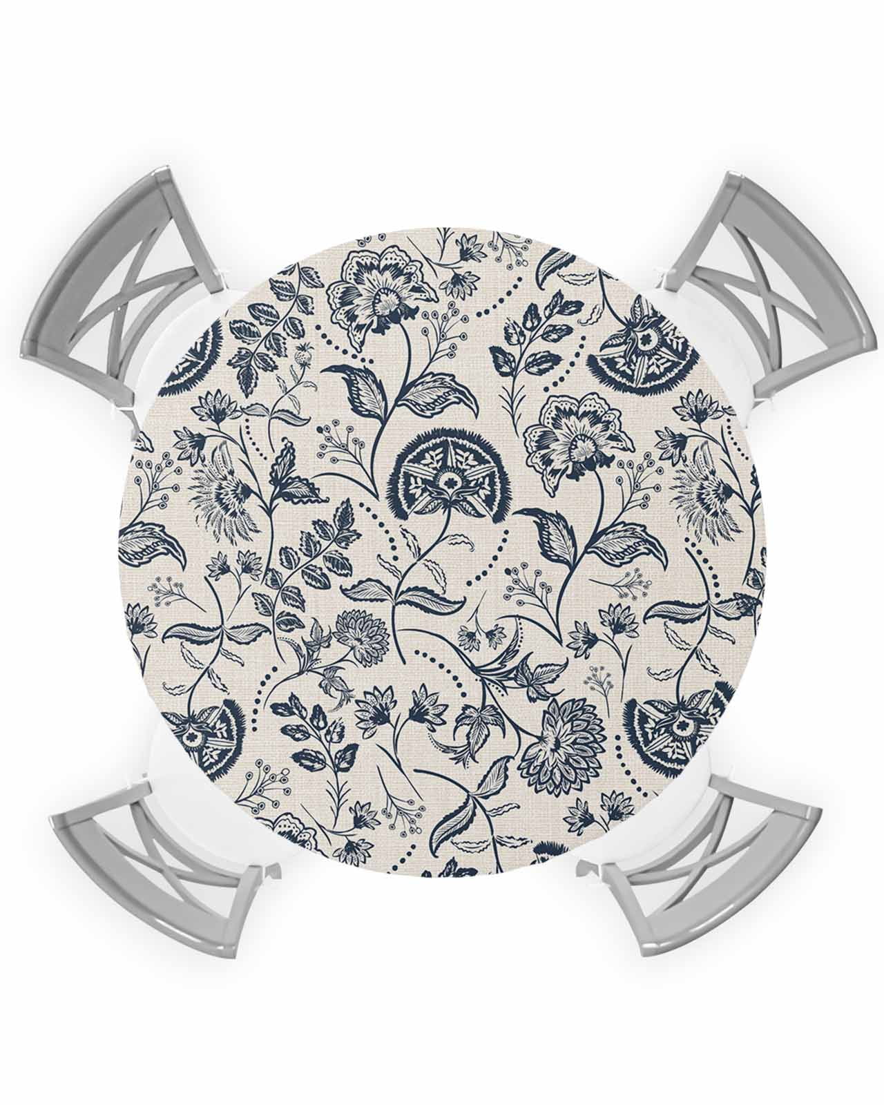 nqOlkjepod Vintage Spring Floral Round Tablecloth, Fitted Table Cover ...
