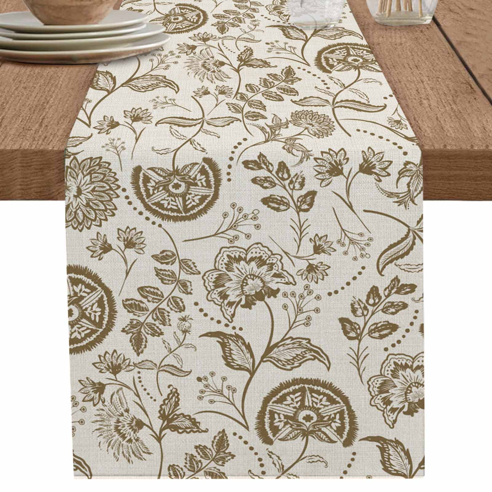 nqOlkjepod Vintage Spring Floral Table Runner 72 Inches Long Farmhouse ...